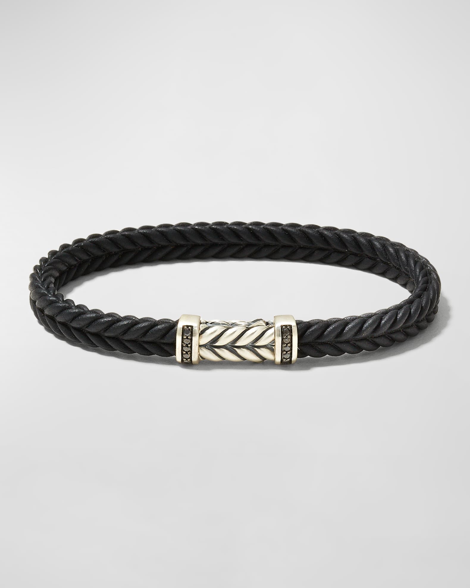 David Yurman Men's Chevron Rubber Bracelet with Silver, 6mm | Neiman Marcus
