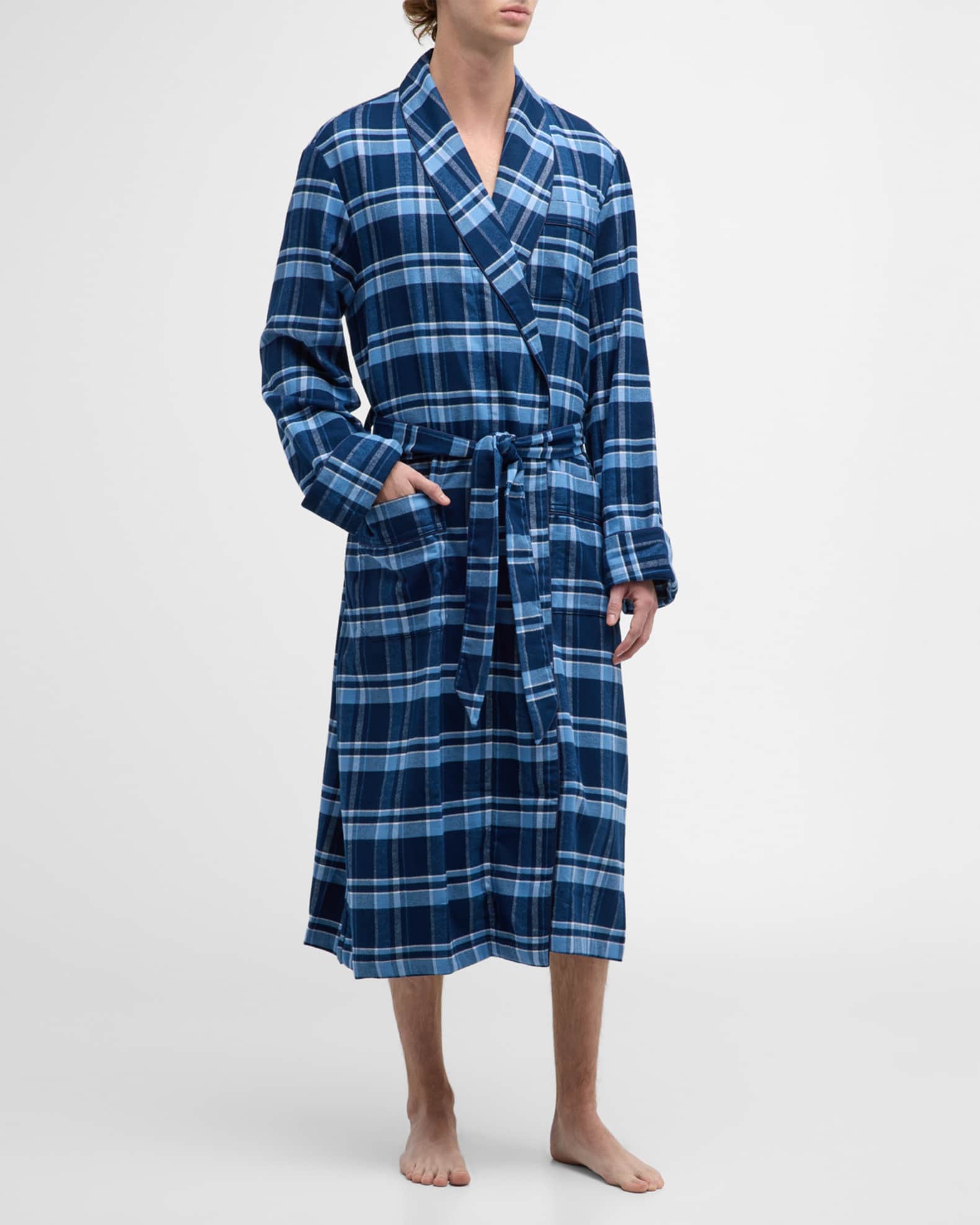Derek Rose Men's Kelburn 22 Cotton Plaid Robe | Neiman Marcus