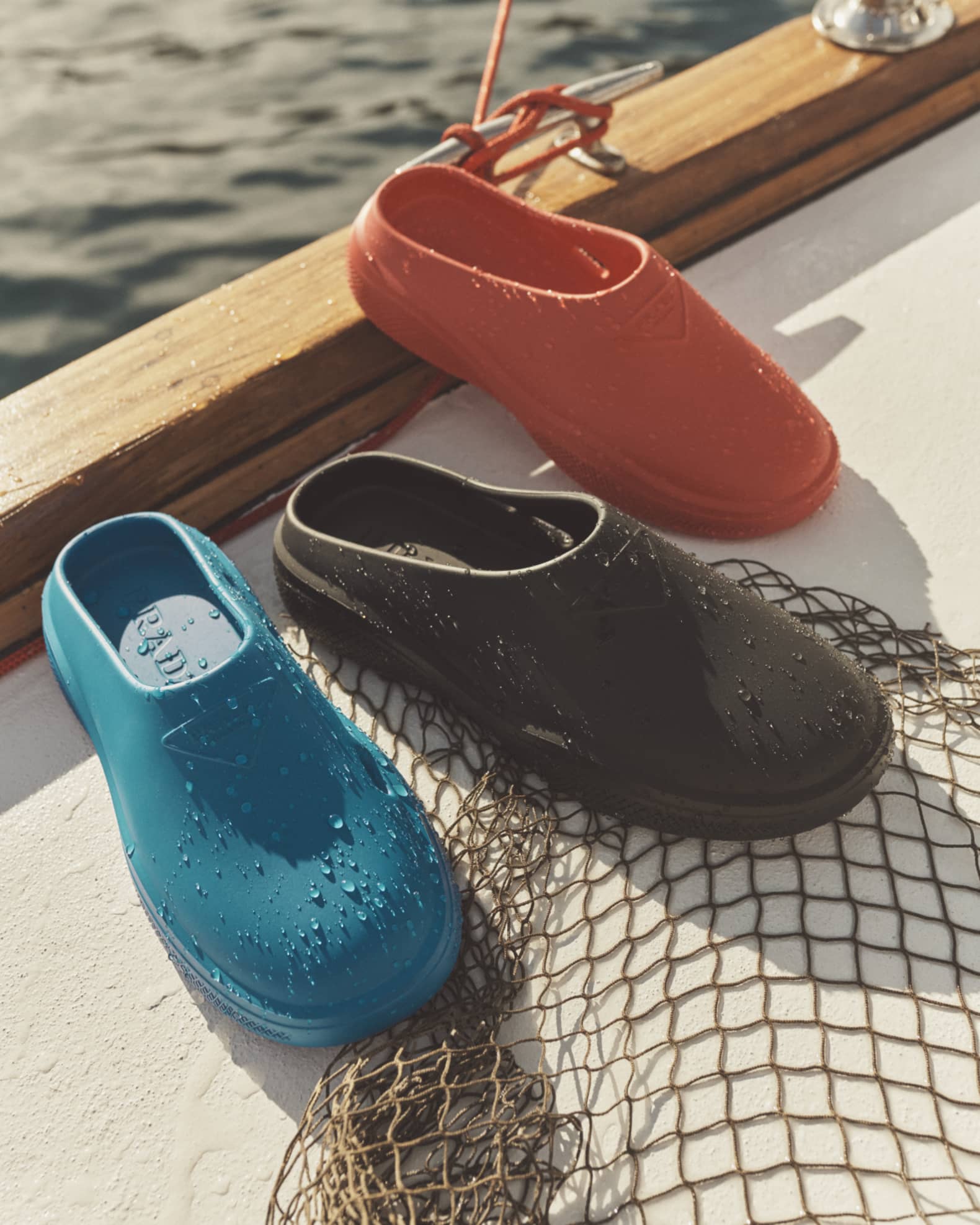 Prada Men's Mellow Rubber Mules | Neiman Marcus