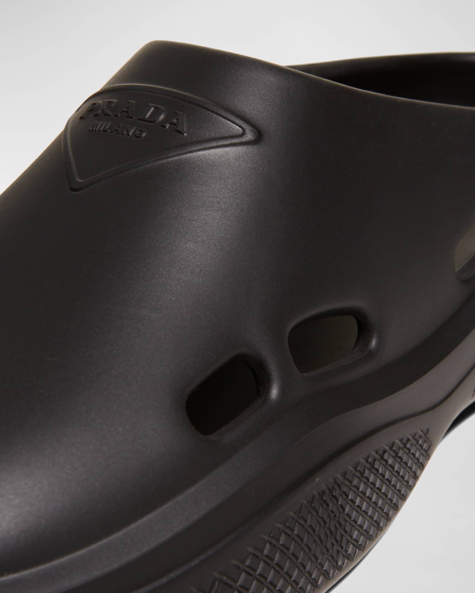 Prada Men's Mellow Rubber Mules | Neiman Marcus