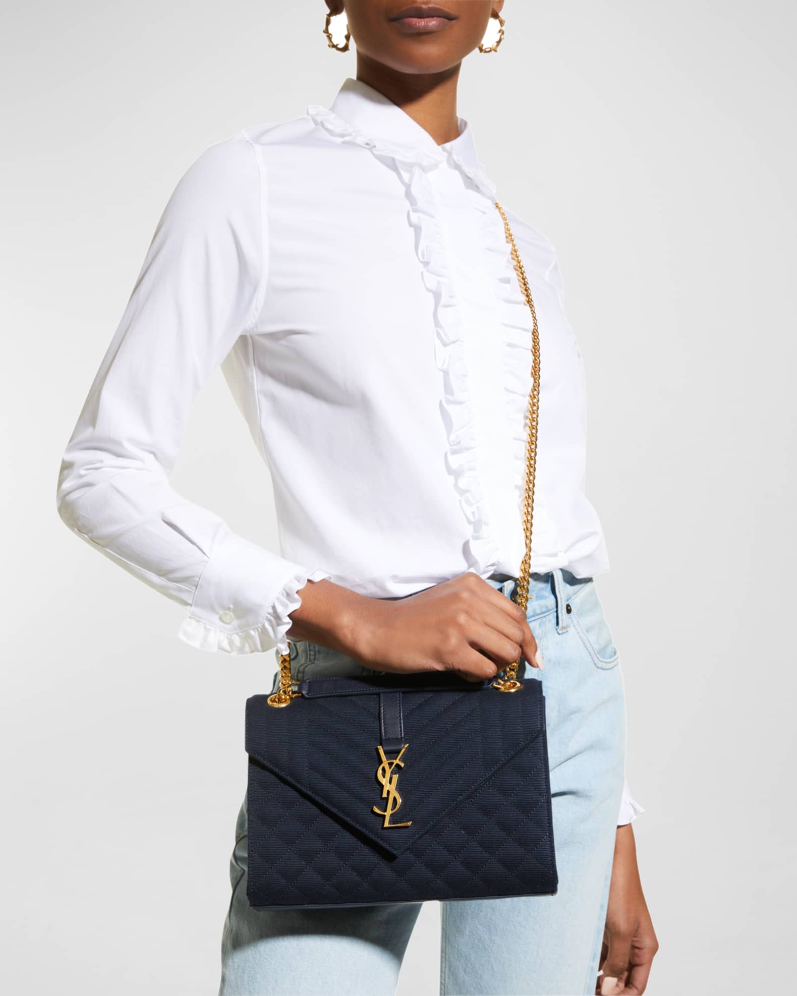 Saint Laurent YSL Medium Triquilted Chain Shoulder Bag | Neiman Marcus