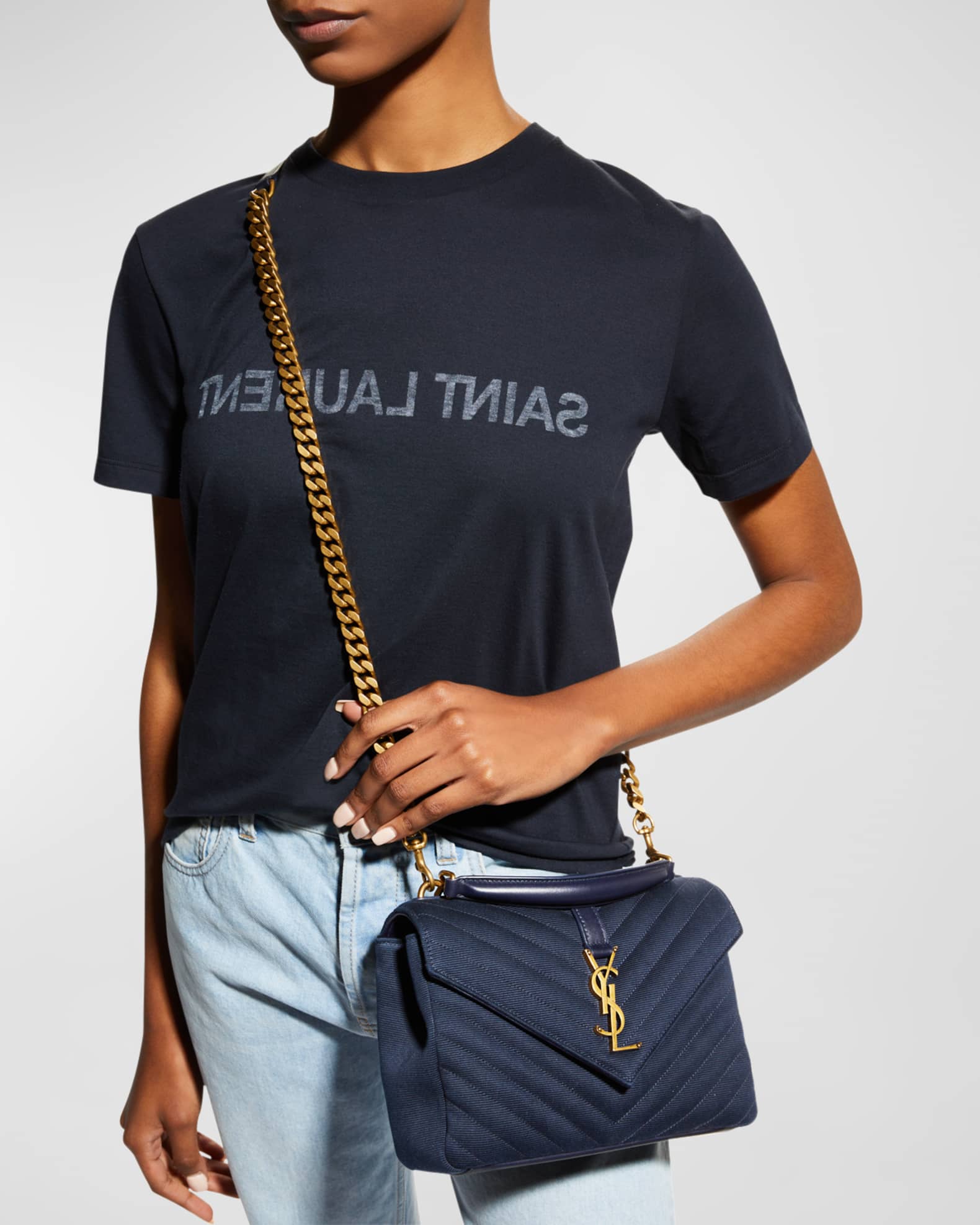 Saint Laurent Medium YSL Quilted Flap Shoulder Bag | Neiman Marcus