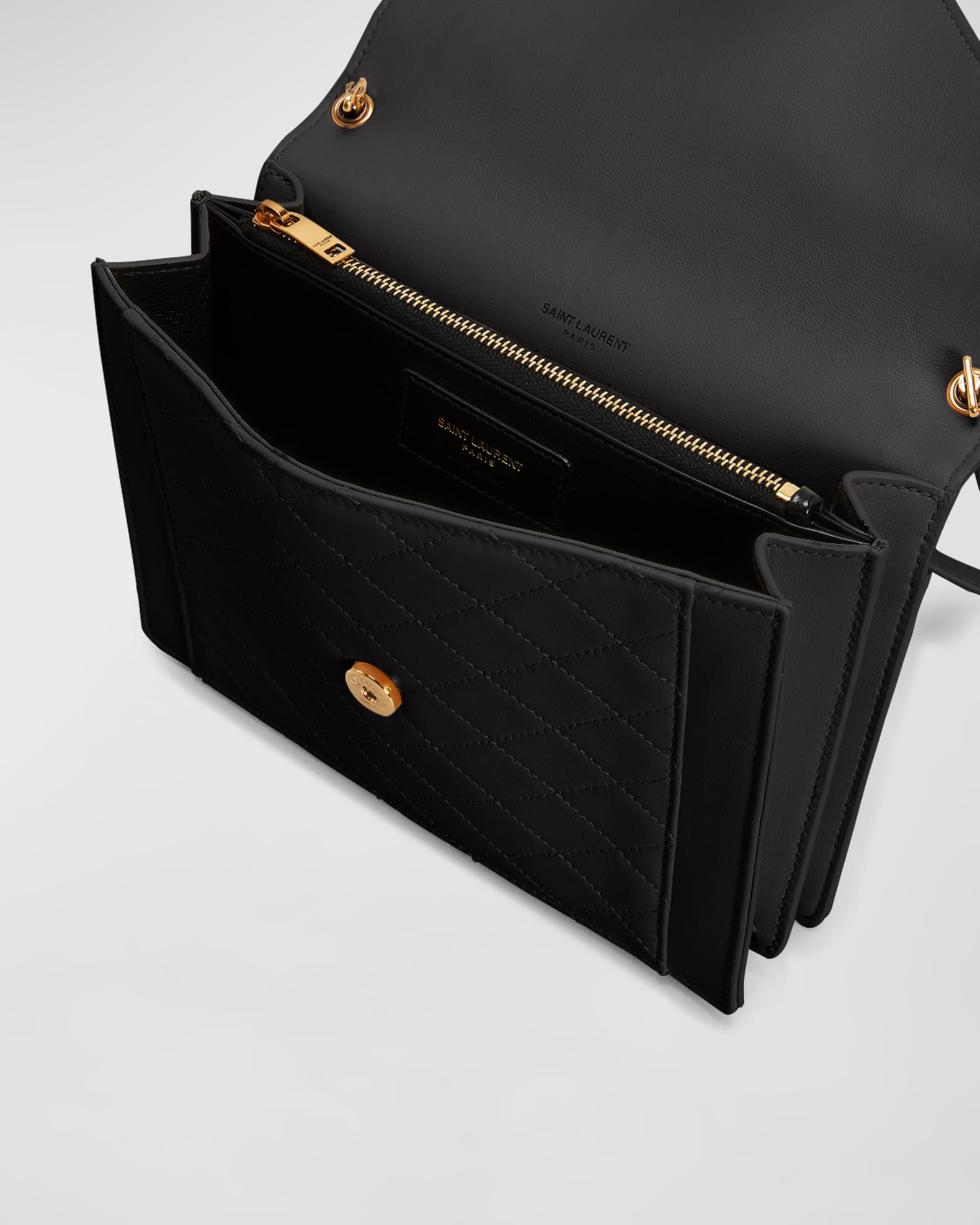 Saint Laurent Gaby Mini Flap YSL Shoulder Bag in Quilted Smooth Leather ...