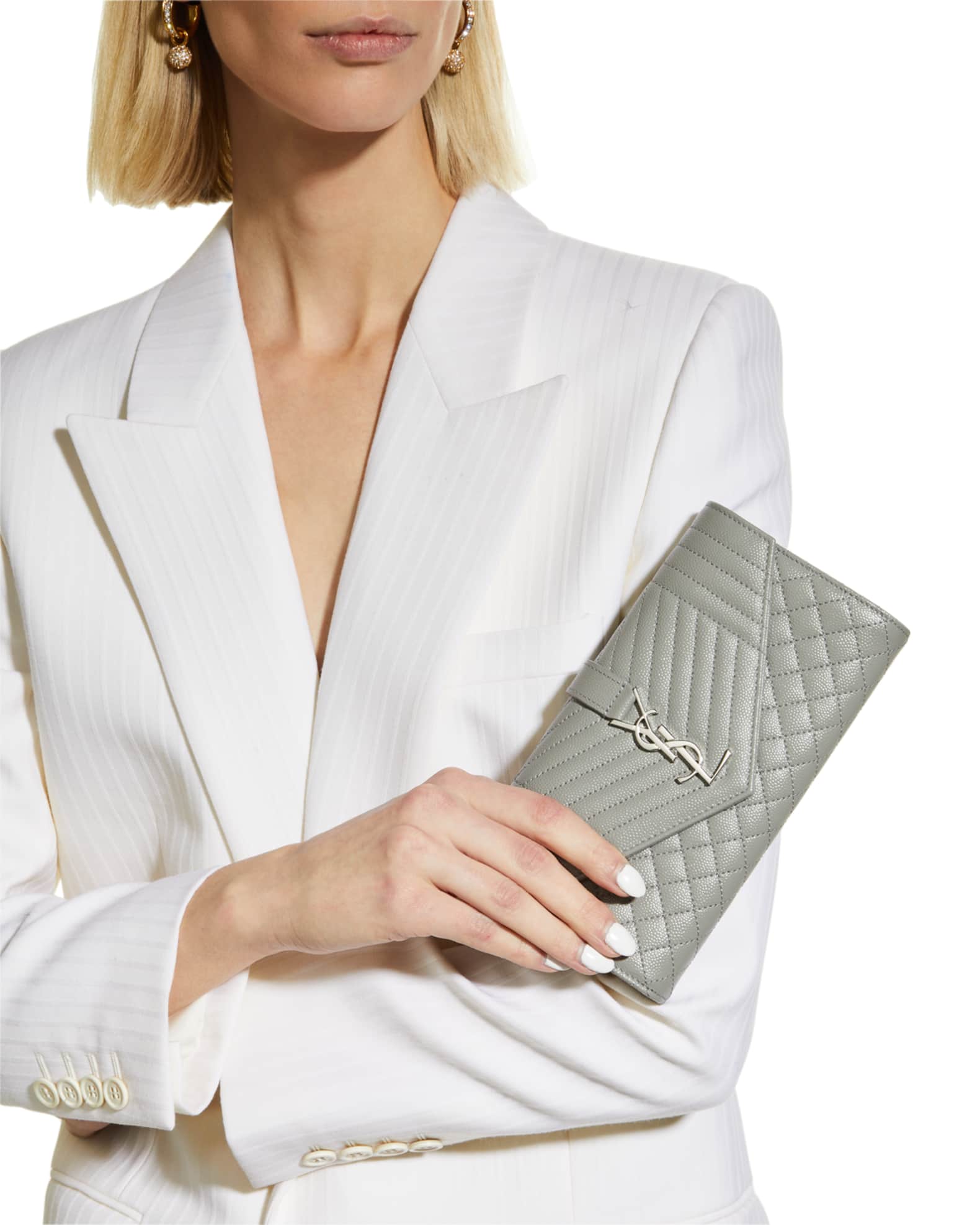 Saint Laurent YSL Triquilt Envelope Flap Leather Wallet | Neiman Marcus