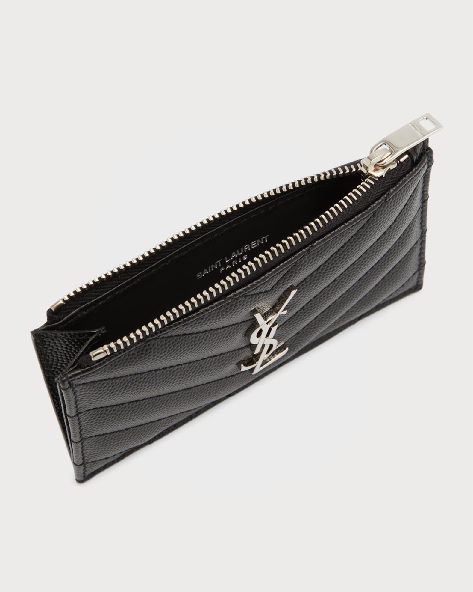 Saint Laurent Fragments YSL Quilted Leather Card Case | Neiman Marcus
