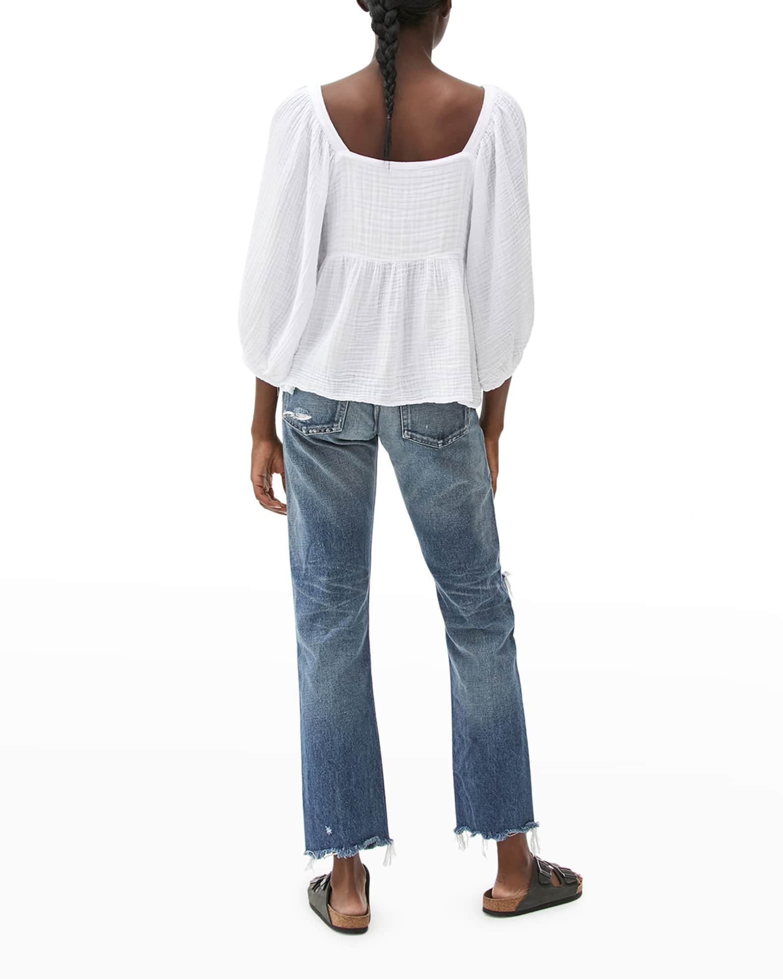 Michael Stars Patsy Square-Neck Puff-Sleeve Top | Neiman Marcus