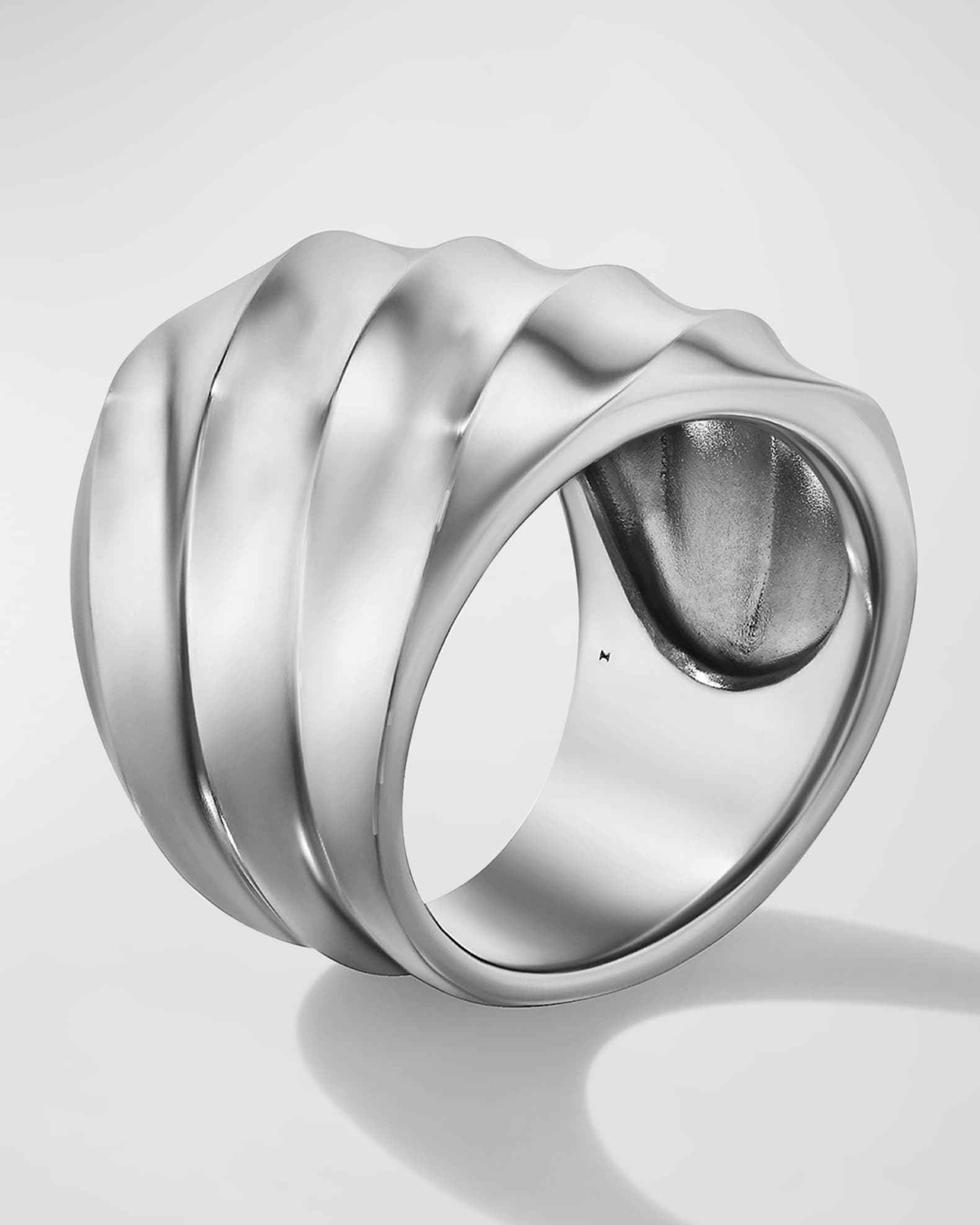 David Yurman Cable Edge Saddle Ring in Silver, 20mm | Neiman Marcus