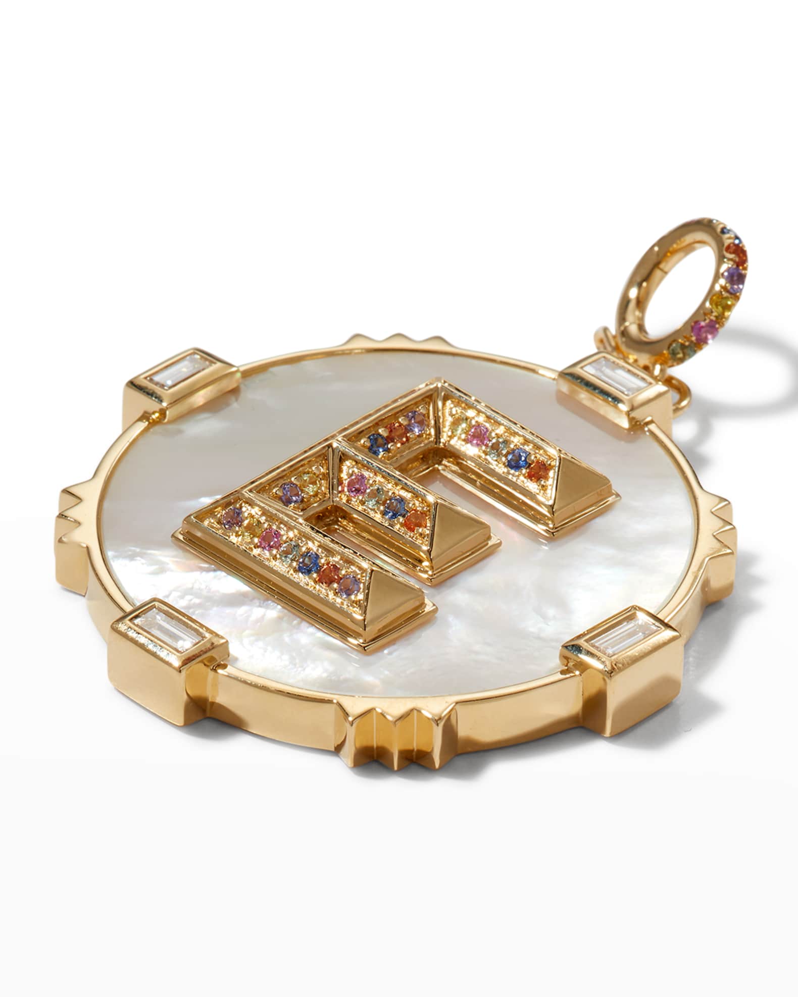 Harwell Godfrey Yellow Gold Initial Medallion with Multi-Sapphires ...