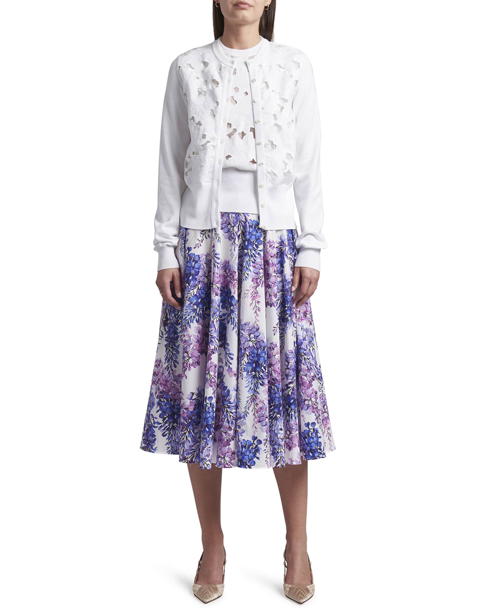 Dolce&Gabbana Floral Embroidered Cutout Cardigan | Neiman Marcus