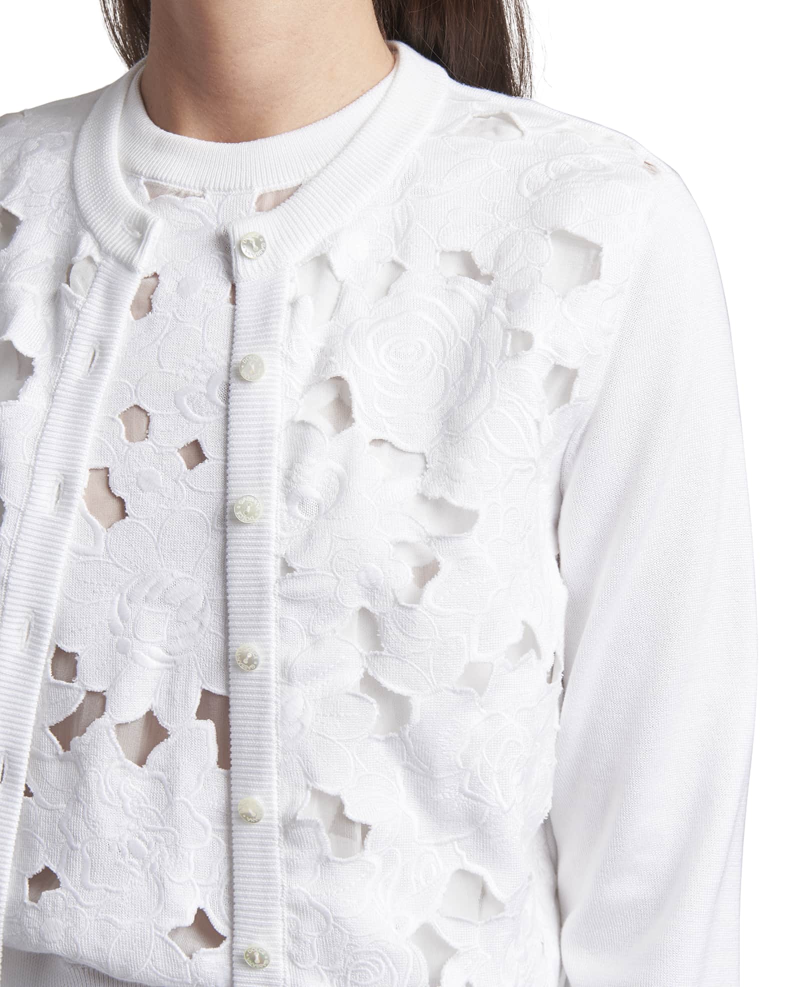 Dolce&Gabbana Floral Embroidered Cutout Cardigan | Neiman Marcus