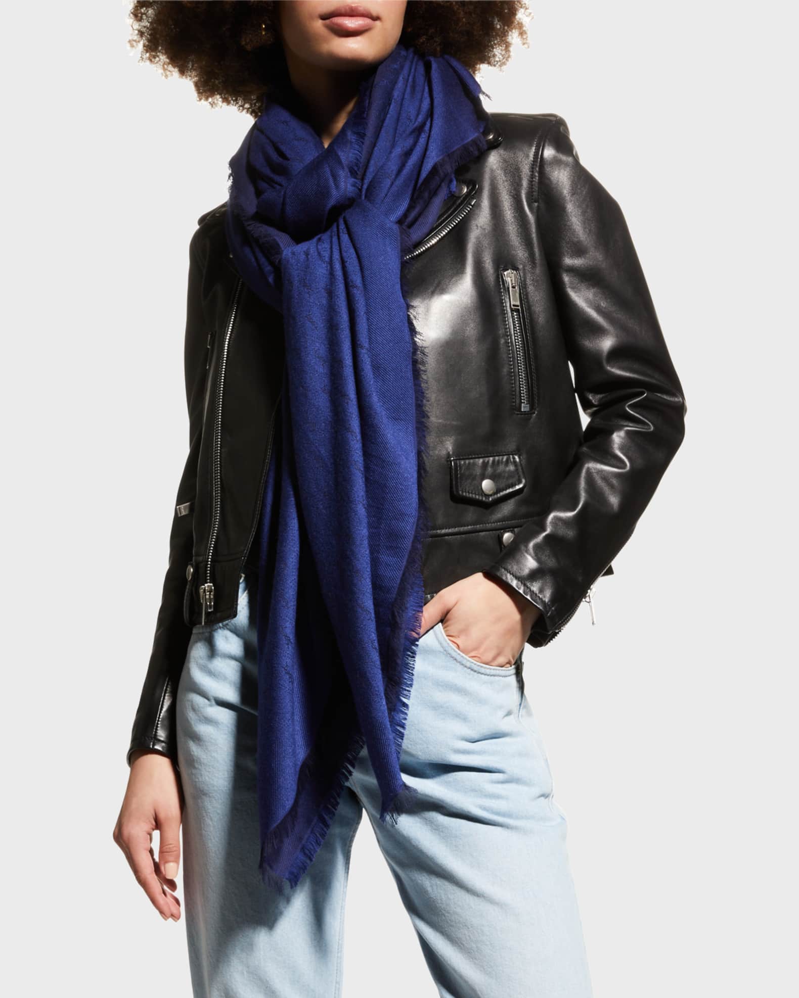 Saint Laurent YSL Micro Monogram Scarf | Neiman Marcus