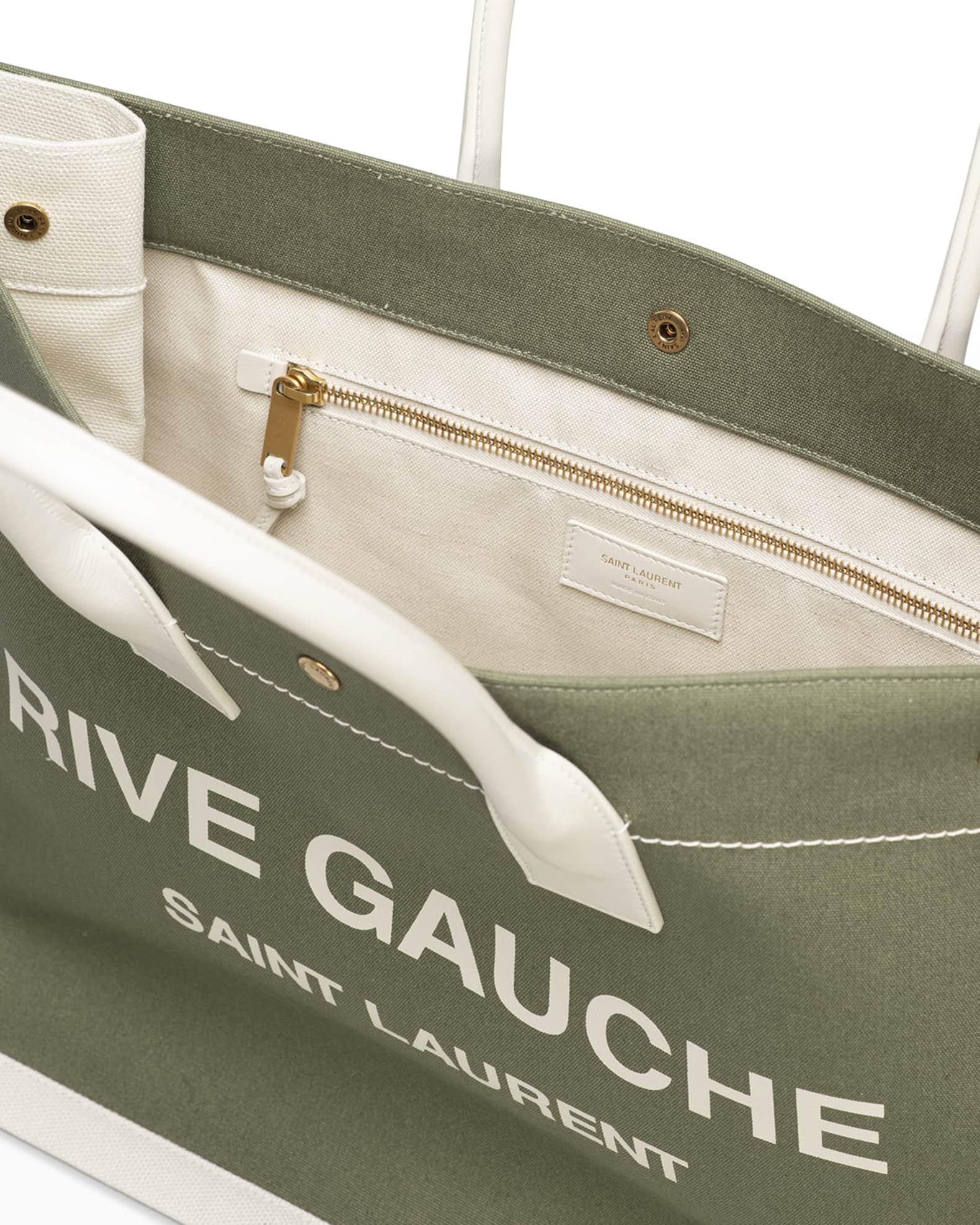 Saint Laurent Rive Gauche Small YSL Canvas Tote Bag | Neiman Marcus