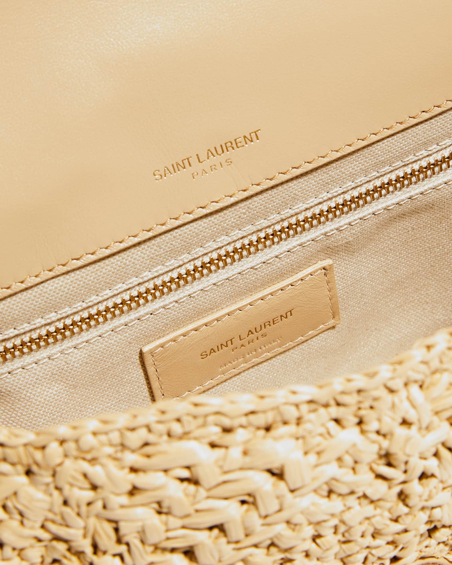 Saint Laurent Jamie Medium YSL Shoulder Bag in Raffia | Neiman Marcus