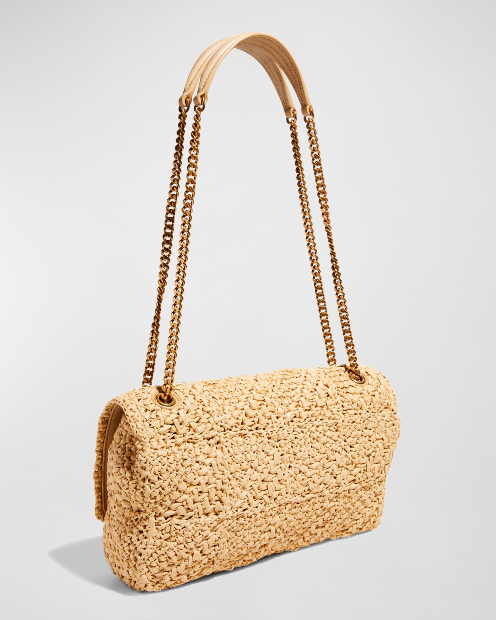 Saint Laurent Jamie Medium YSL Shoulder Bag in Raffia | Neiman Marcus