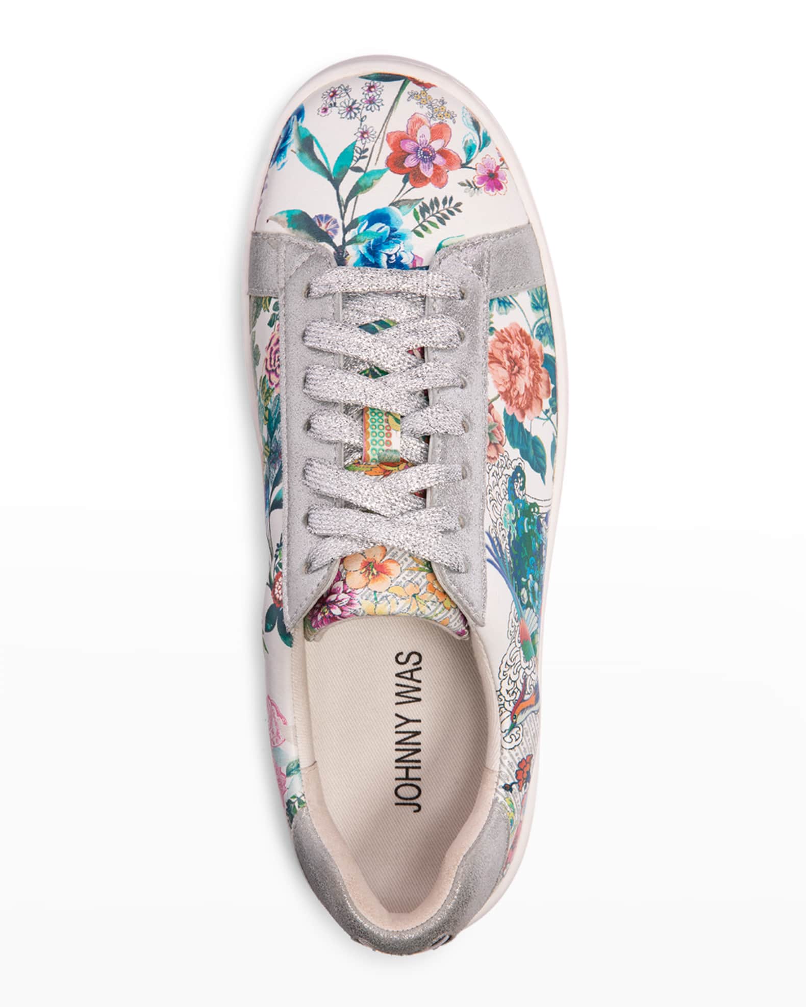 Johnny Was Dreamer Floral Metallic Low Top Sneakers Neiman Marcus