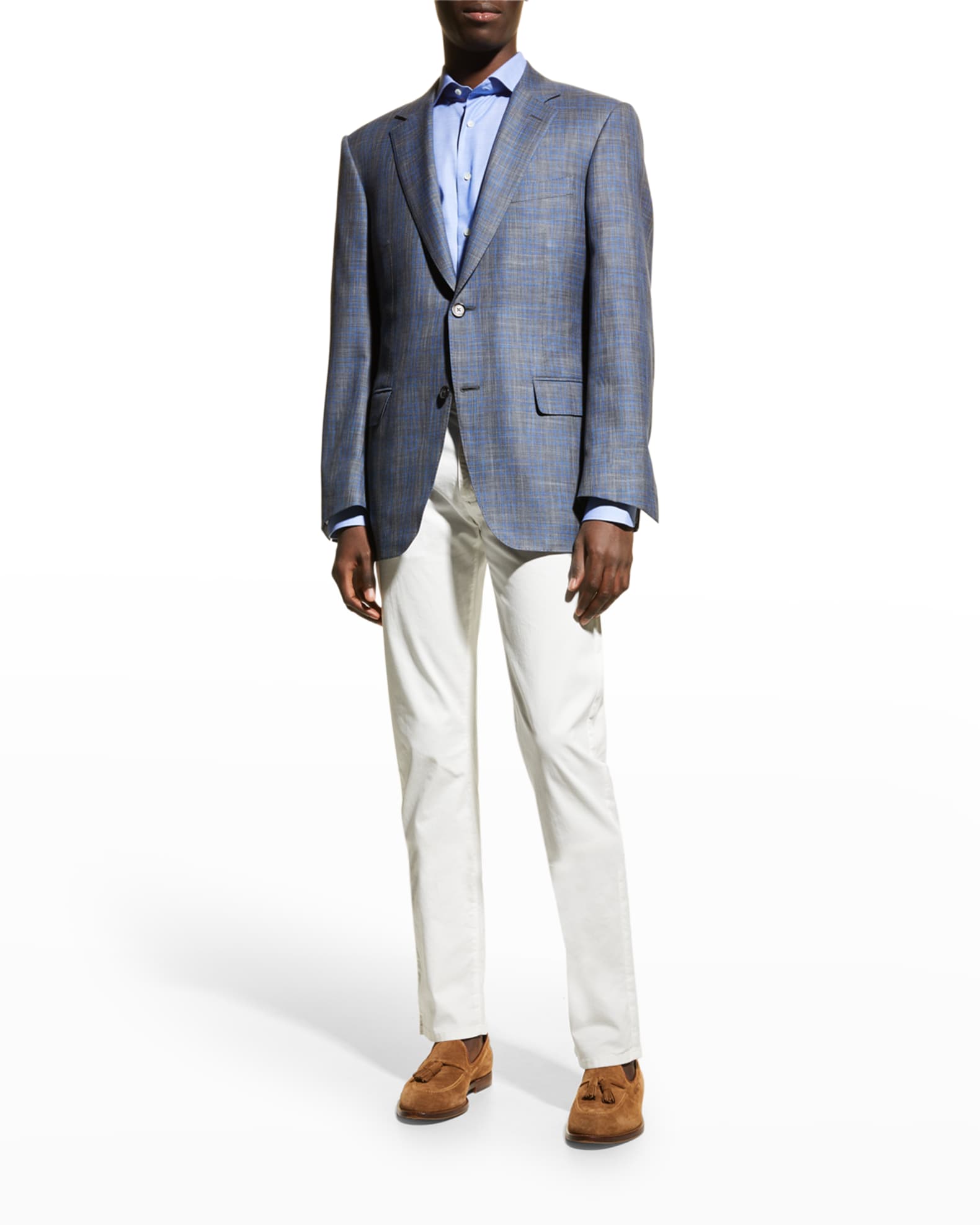 Canali Men's Plaid Super 150s Wool Sport Jacket | Neiman Marcus