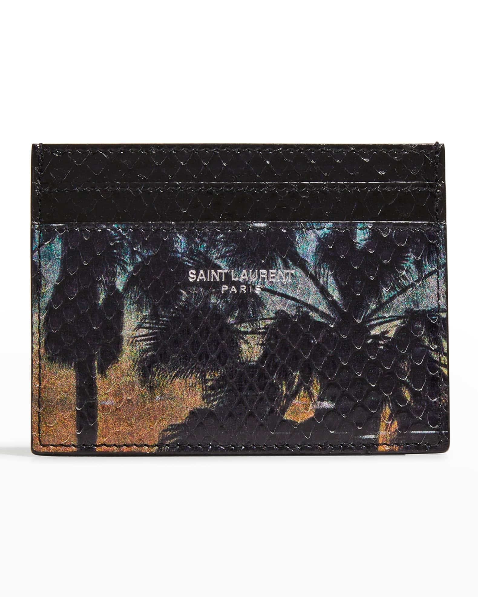 Saint Laurent Men's Paris Python Card Case | Neiman Marcus