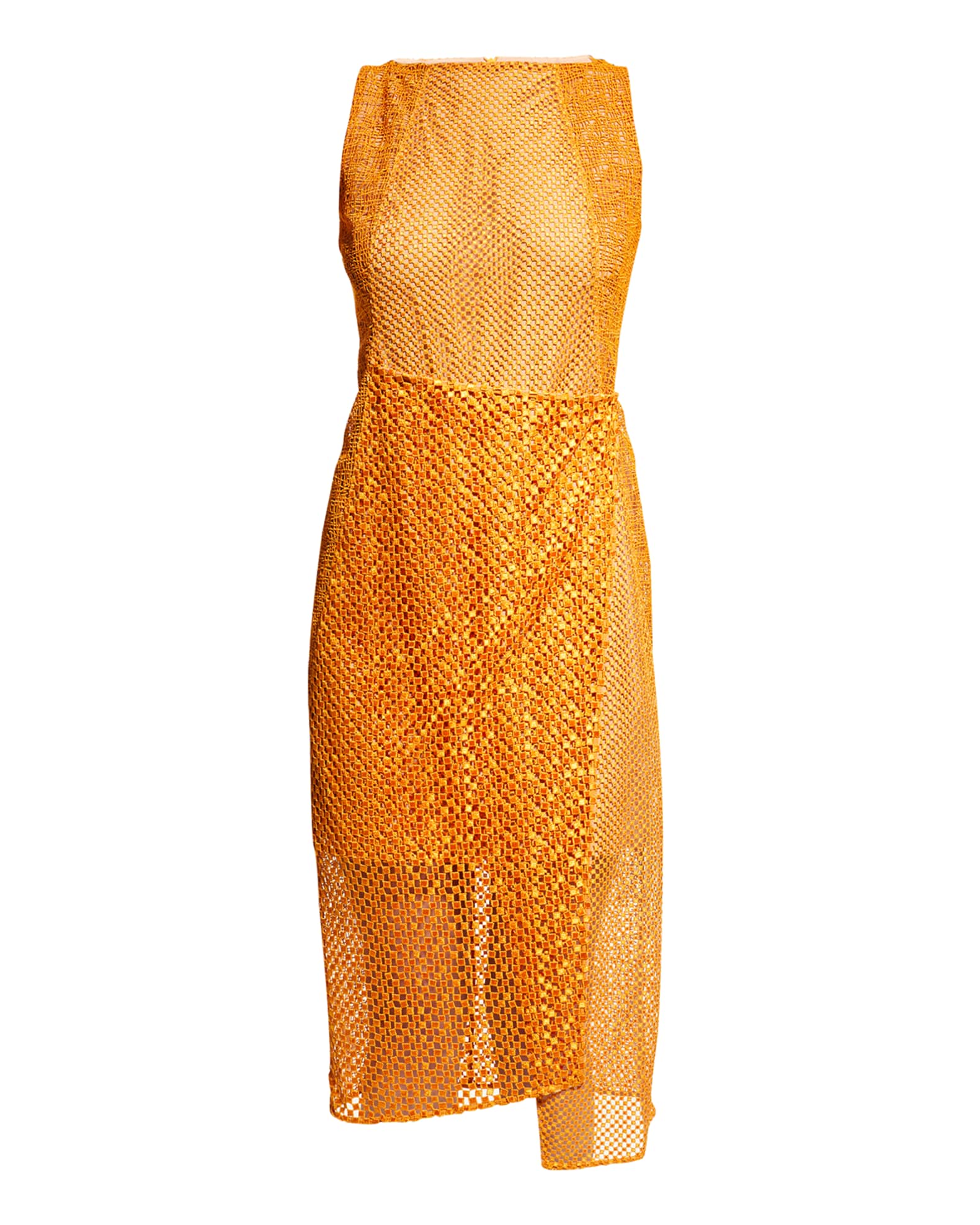 Akris Multi-Embroidered Apron-Front Midi Dress | Neiman Marcus