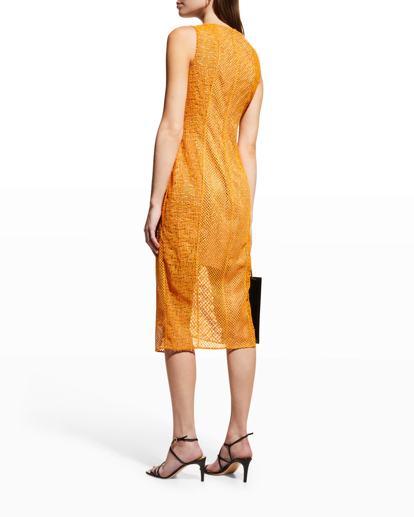 Akris Multi-Embroidered Apron-Front Midi Dress | Neiman Marcus