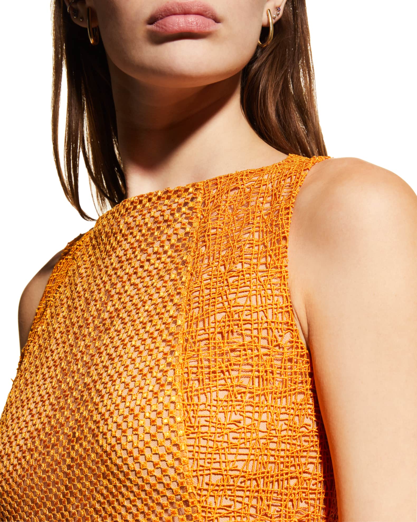 Akris Multi-Embroidered Apron-Front Midi Dress | Neiman Marcus