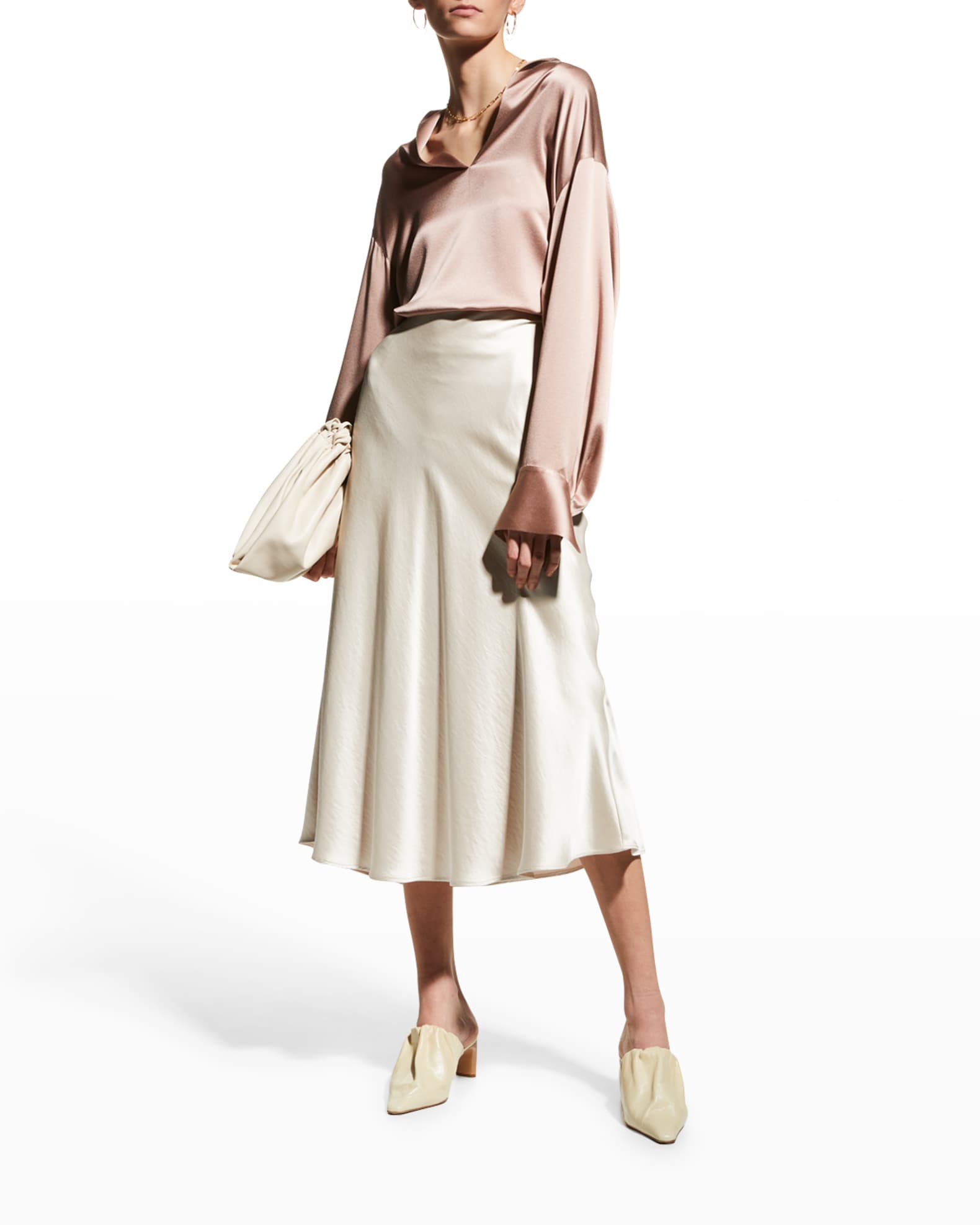 Vince Long-Sleeve Slit-Neck Top | Neiman Marcus