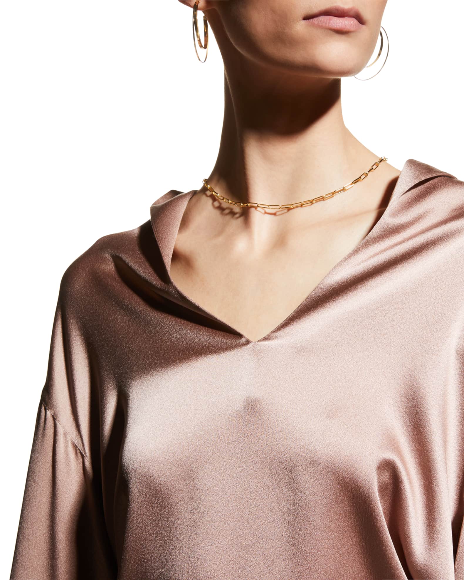 Vince Long-Sleeve Slit-Neck Top | Neiman Marcus