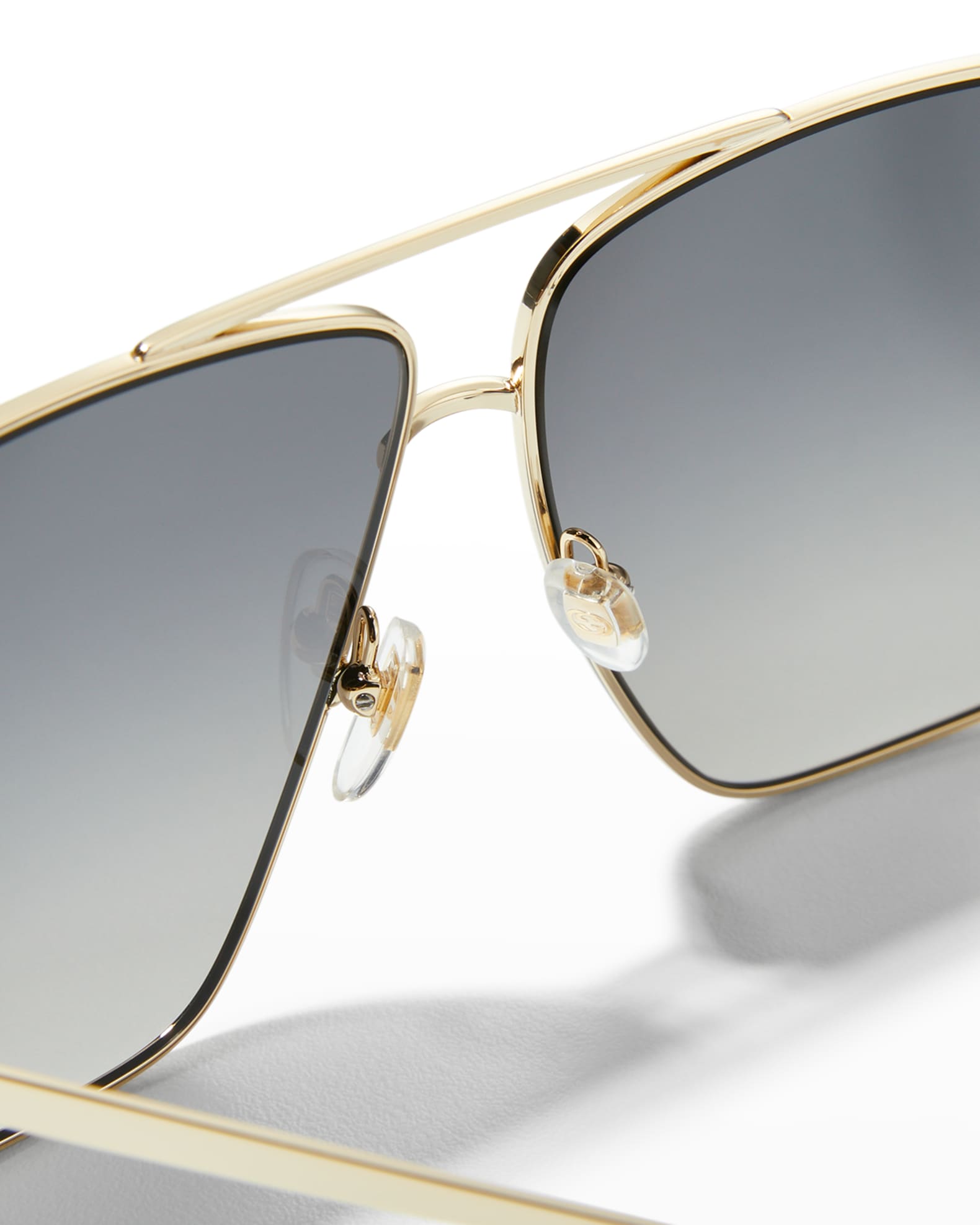 Gucci Square Metal & Acetate Aviator Sunglasses | Neiman Marcus