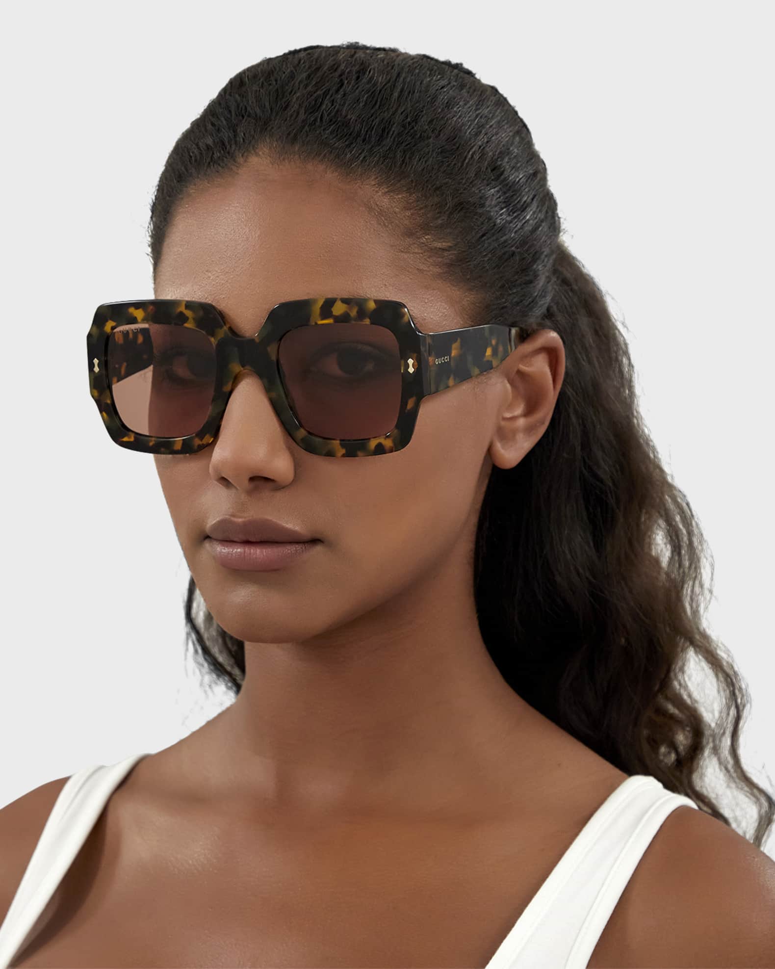 Gucci Gradient Rectangle Acetate Sunglasses | Neiman Marcus