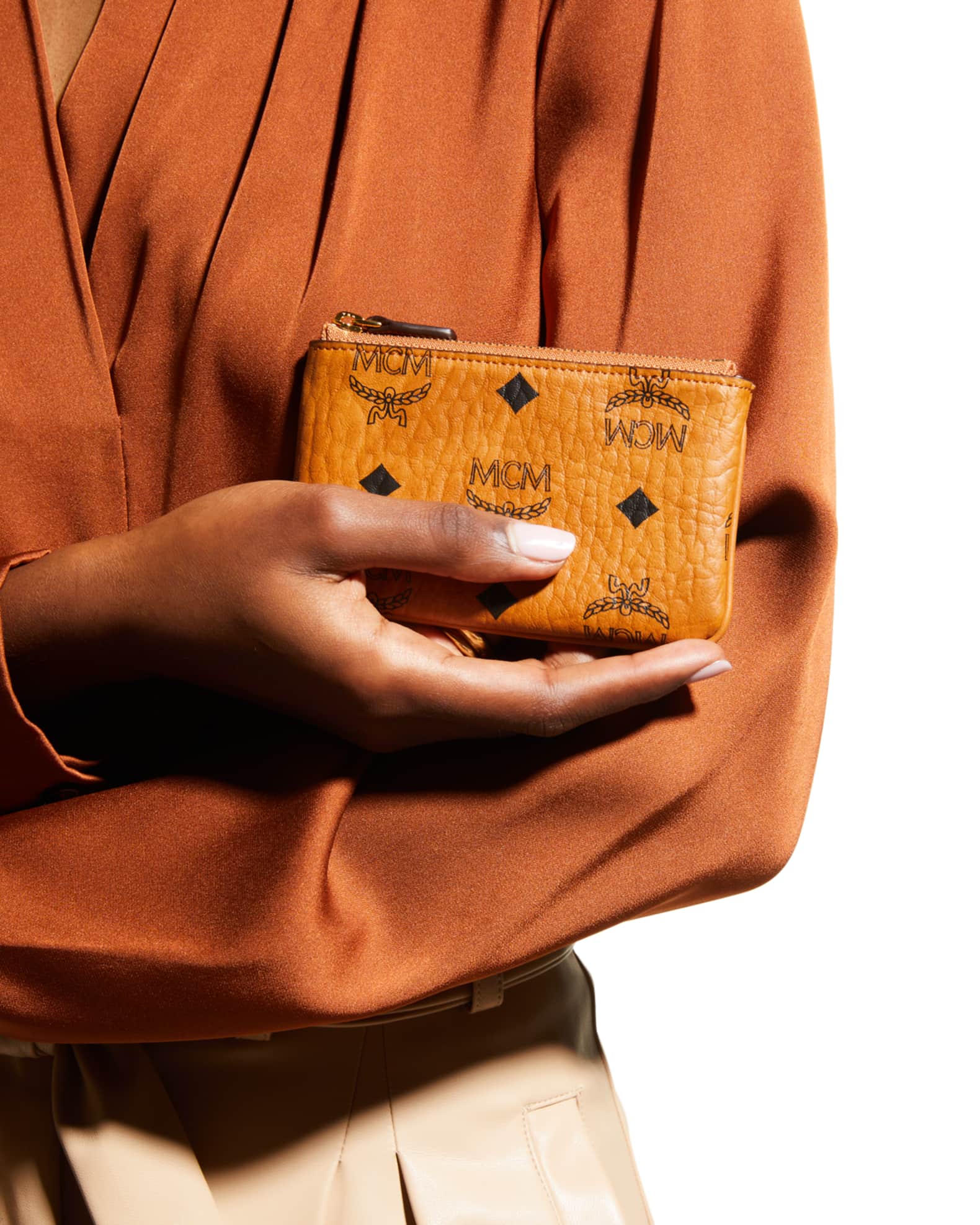 MCM Visetos Original Zip Wallet | Neiman Marcus