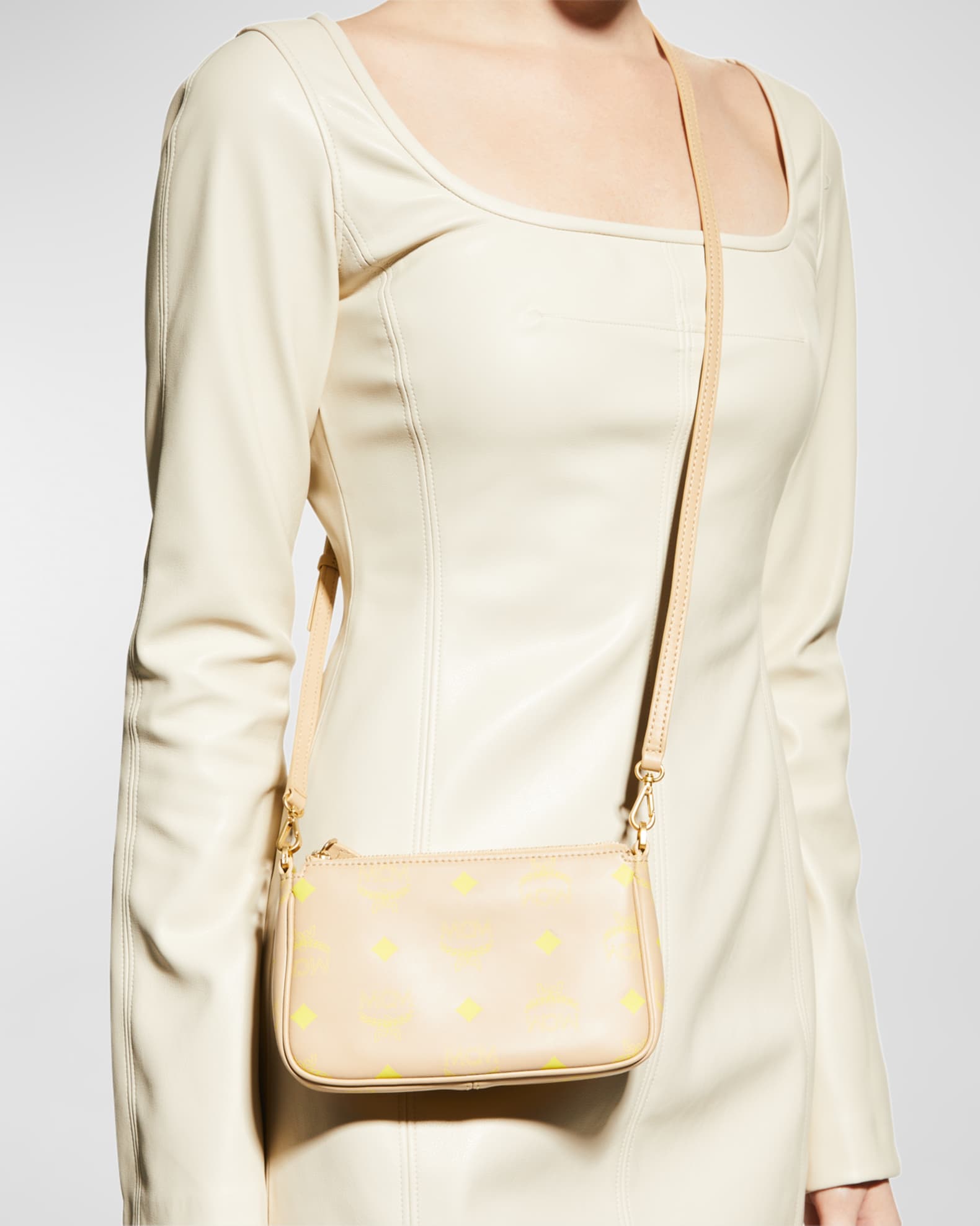 MCM Mini Color Splash Logo Pouch Chain Shoulder Bag | Neiman Marcus