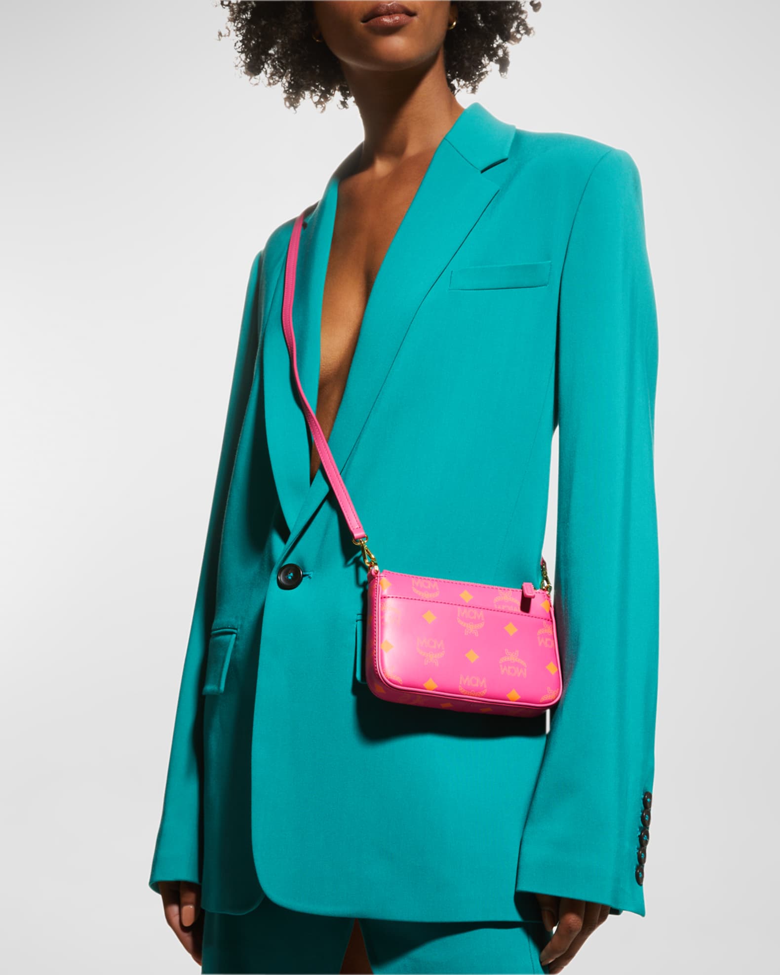 MCM Mini Color Splash Logo Pouch Chain Shoulder Bag | Neiman Marcus