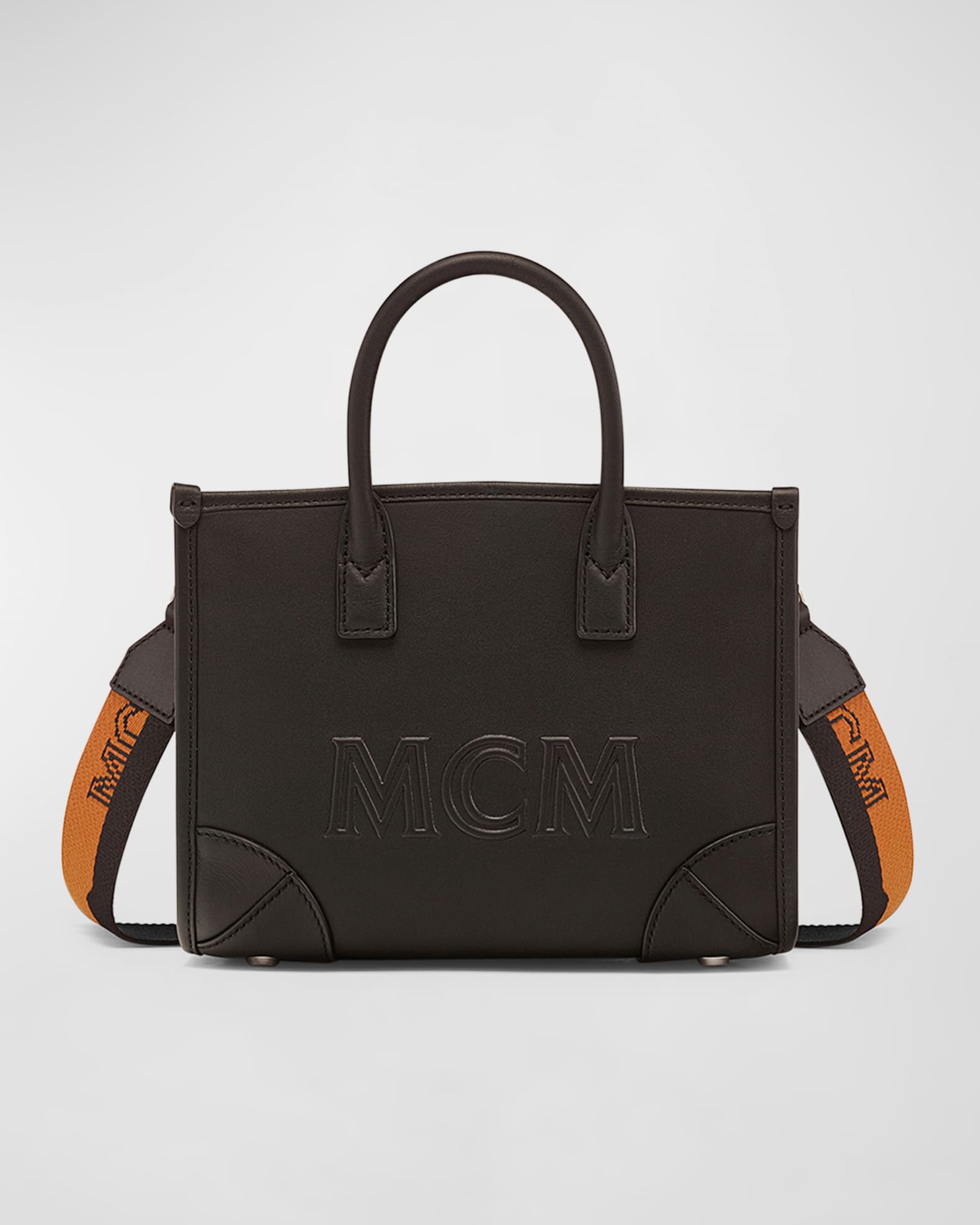 MCM Mini Tonal Logo Leather Tote Bag | Neiman Marcus