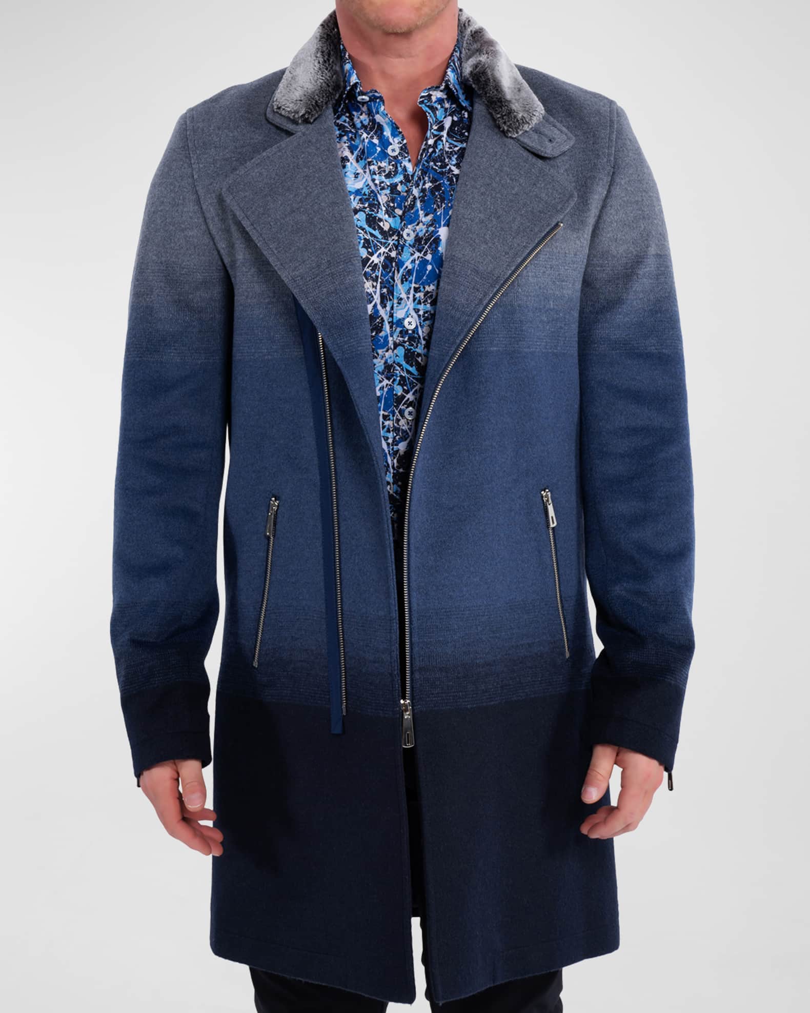 Maceoo Men's Wool & Faux Fur Zip Peacoat | Neiman Marcus