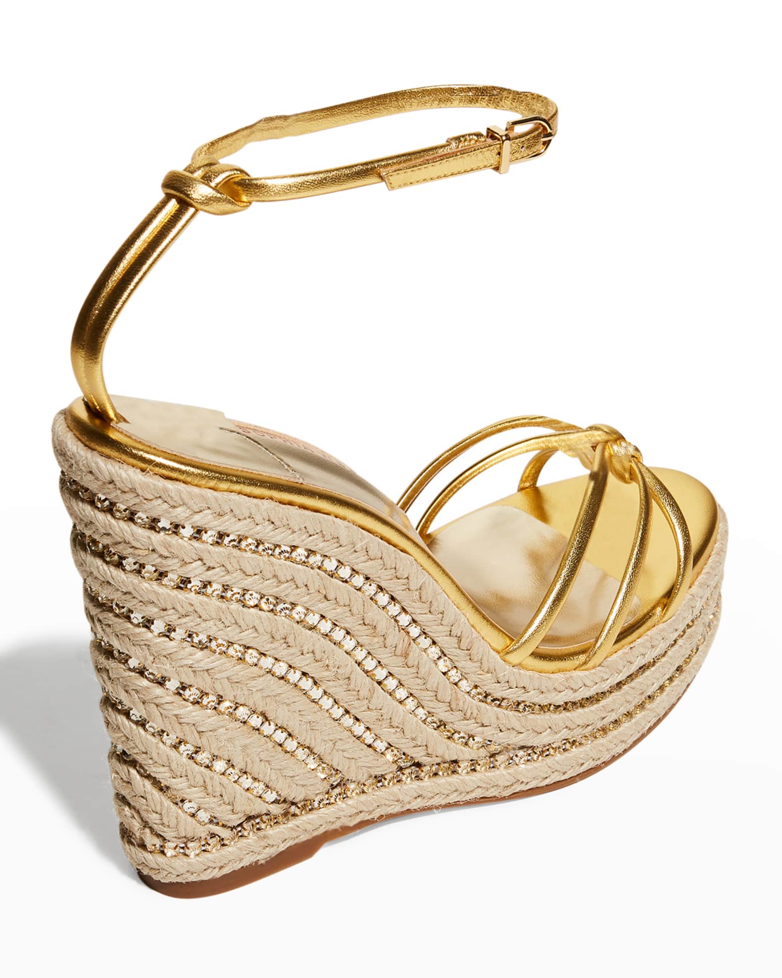 Sophia Webster Alina Metallic Crystal Wedge Espadrilles | Neiman Marcus