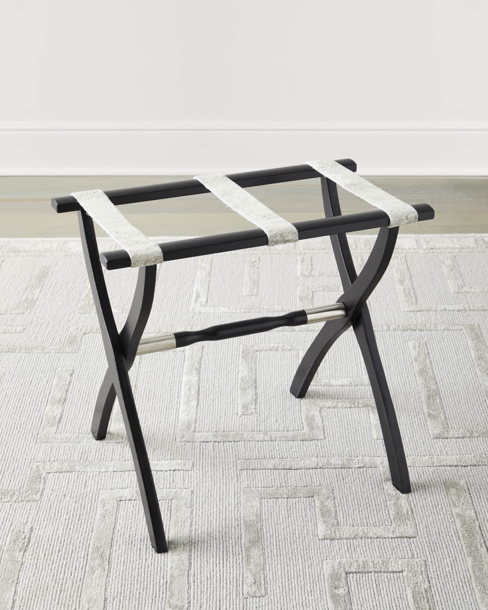 Gate House Furniture Wood Contour Leg Luggage Rack with Metal Accents ...