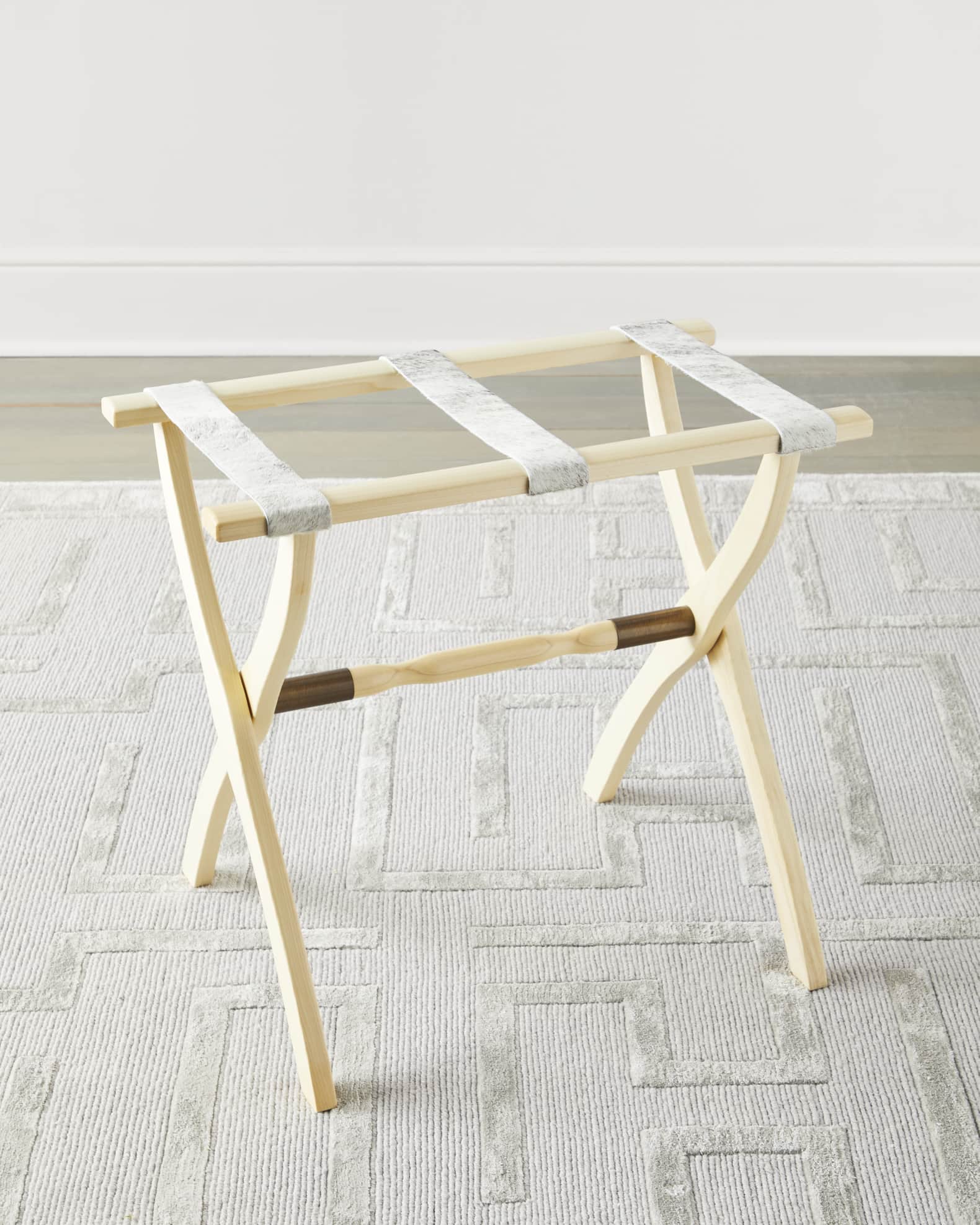 Gate House Furniture Wood Contour Leg Luggage Rack with Metal Accents ...