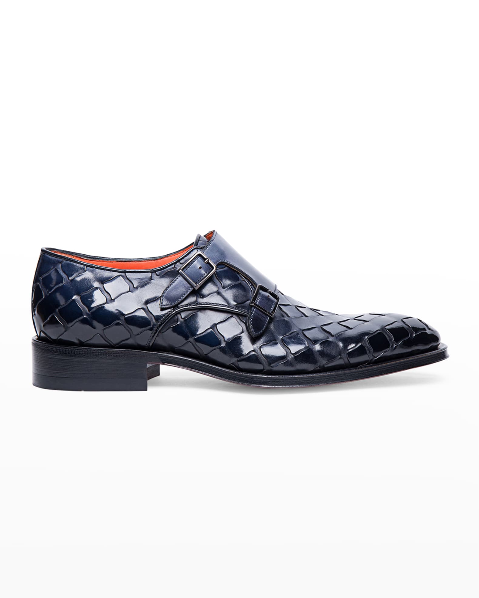 Santoni Men's Dizzier Double-Monk Strap Woven Leather Loafers | Neiman ...