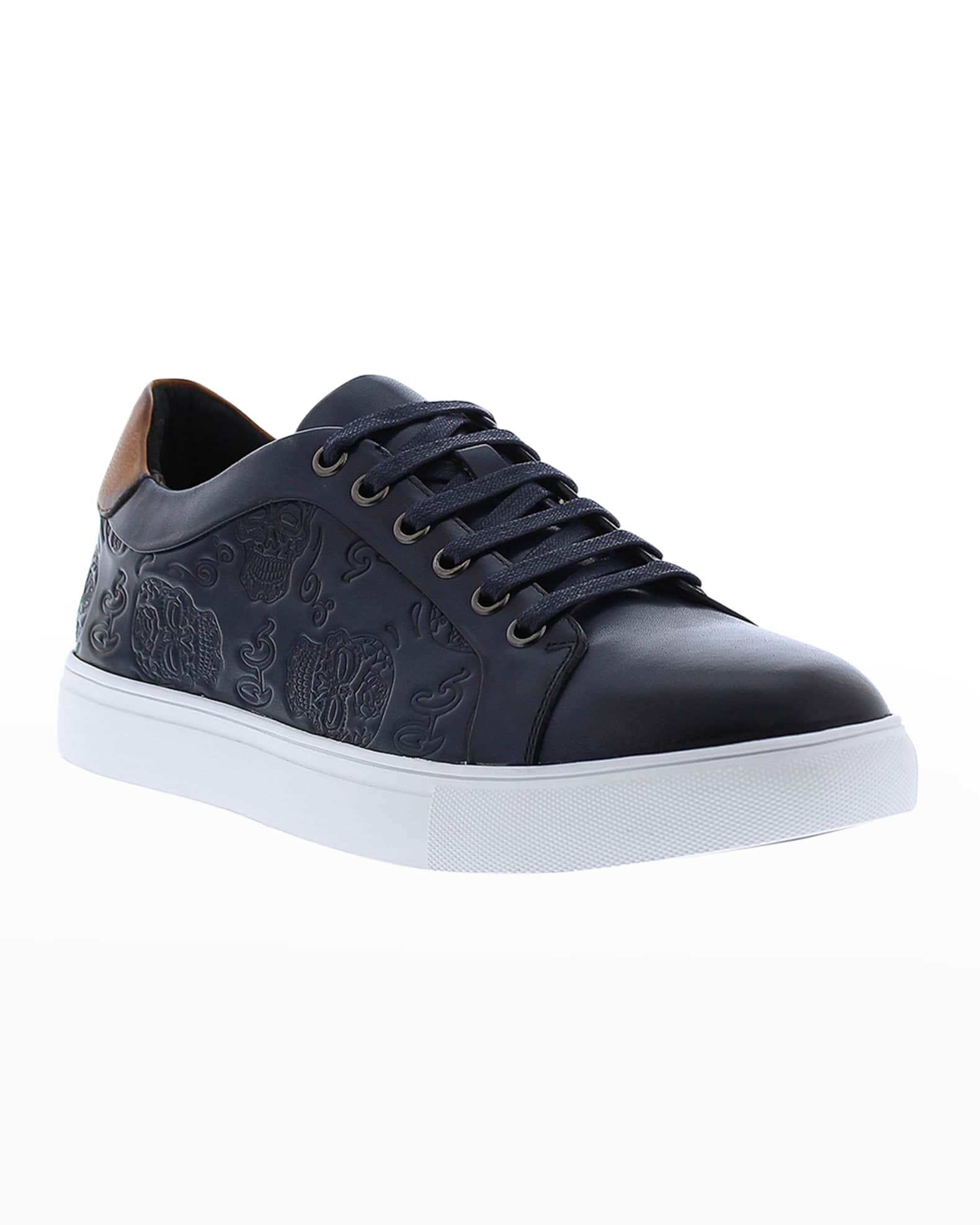 Robert Graham Men's Bait Skull-Embossed Low-Top Sneakers | Neiman Marcus