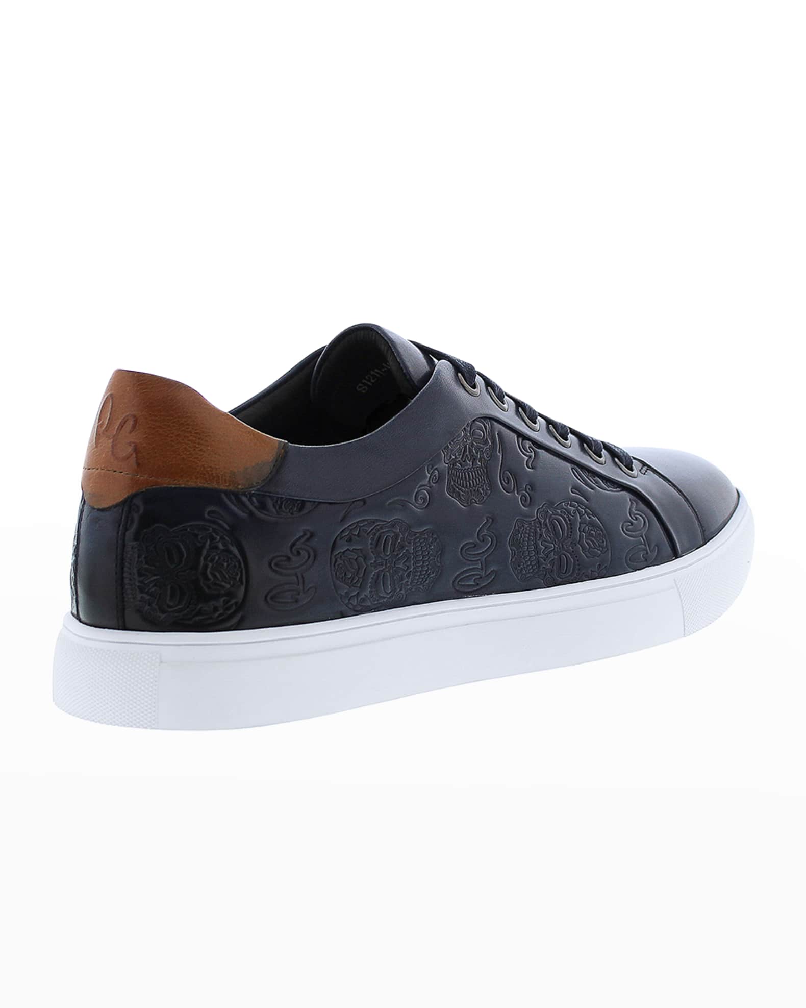 Robert Graham Men's Bait Skull-Embossed Low-Top Sneakers | Neiman Marcus