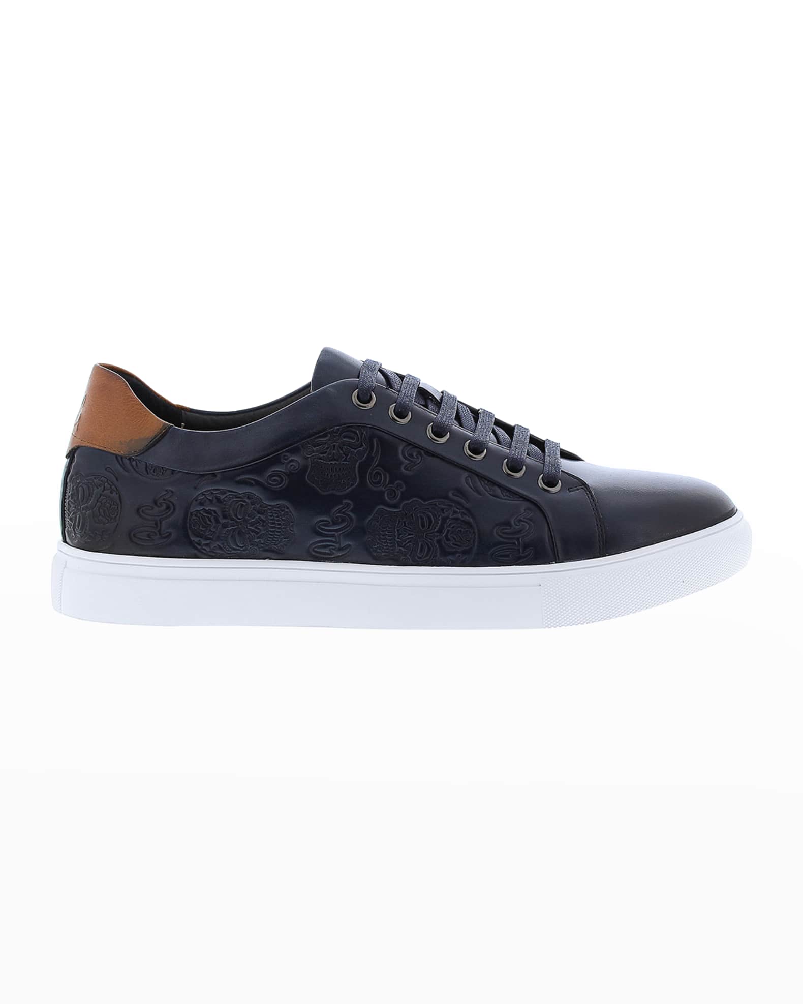 Robert Graham Men's Bait Skull-Embossed Low-Top Sneakers | Neiman Marcus