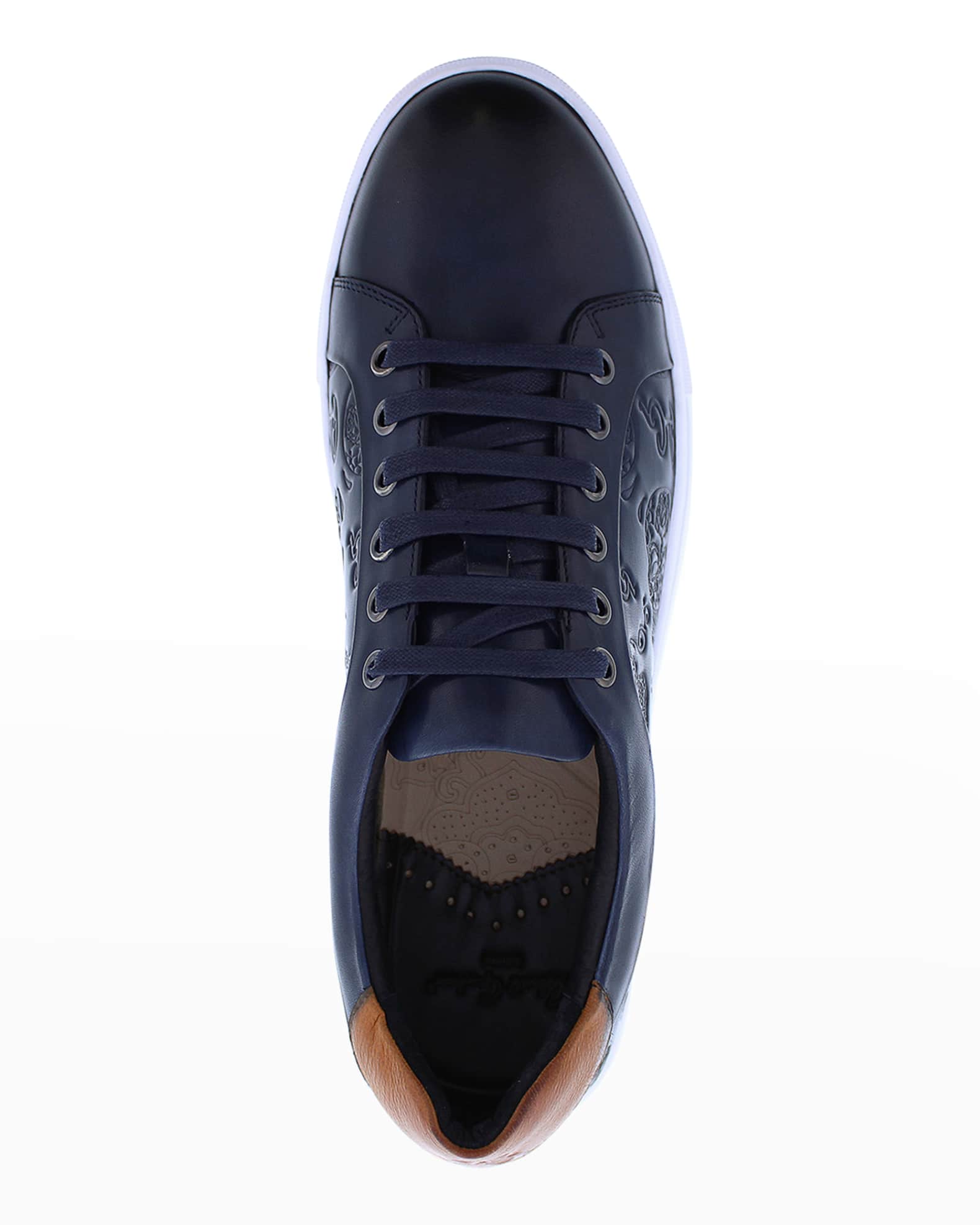 Robert Graham Men's Bait Skull-Embossed Low-Top Sneakers | Neiman Marcus