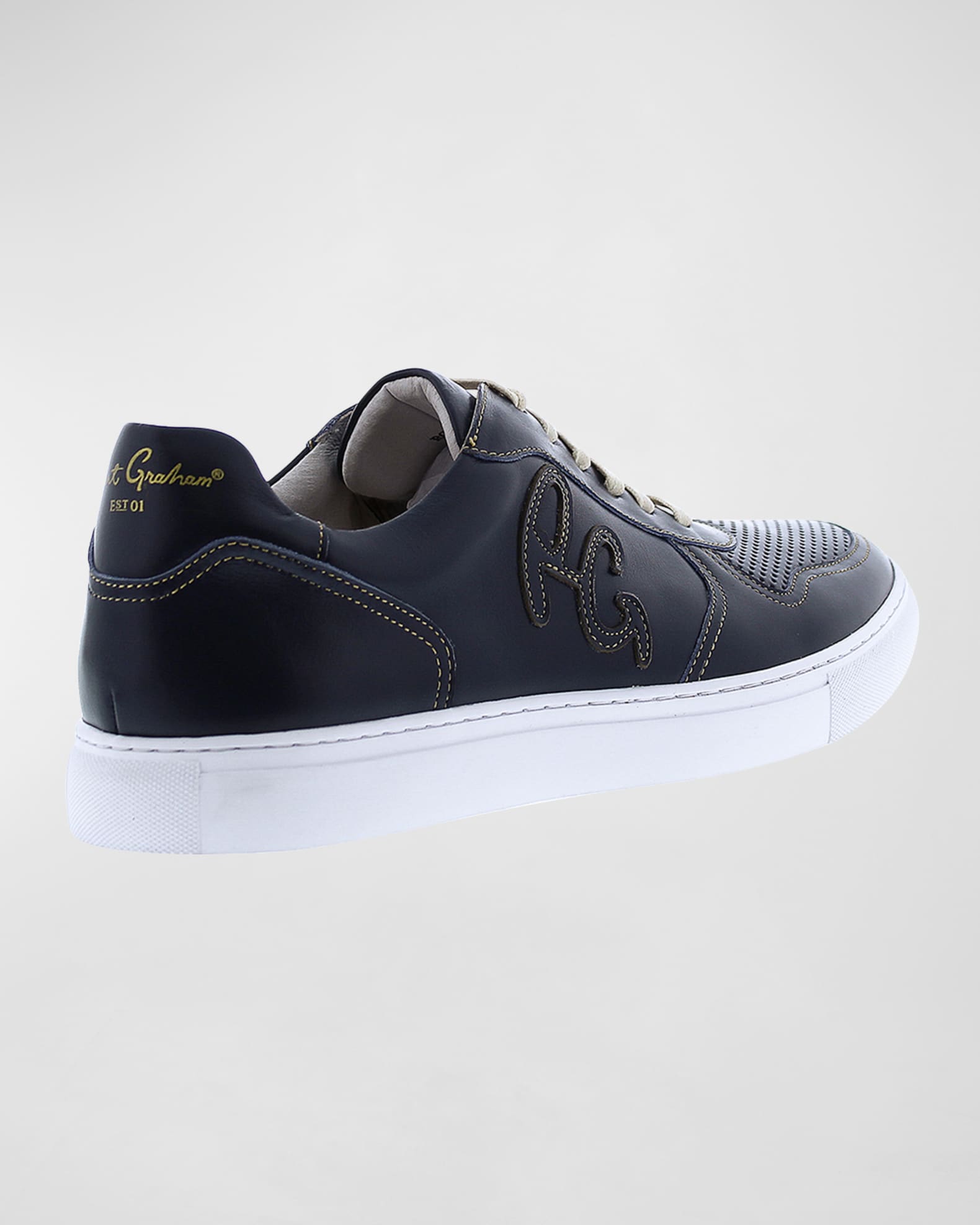 Robert Graham Men's Leather RG-Logo Low-Top Sneakers | Neiman Marcus