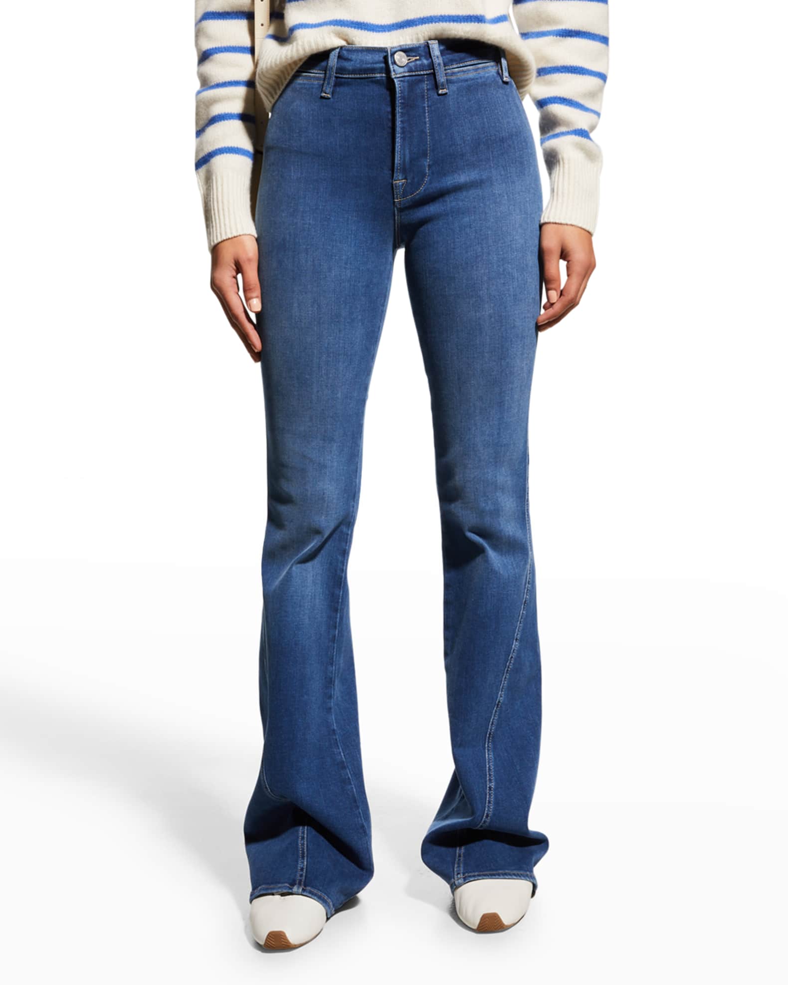 FRAME Le High Flare Twisted-Seam Clean-Front Jeans | Neiman Marcus
