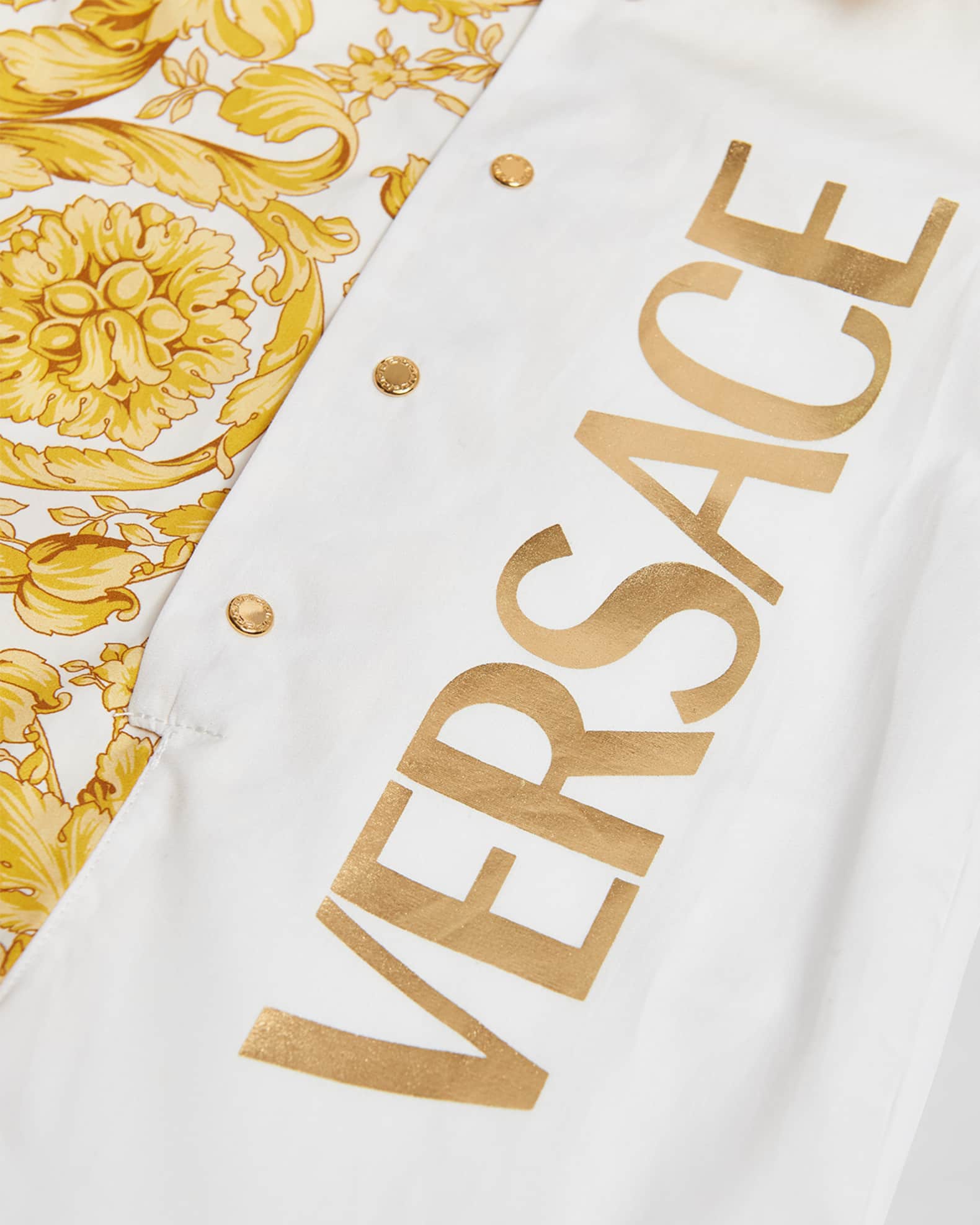 Versace Boy's Barocco Logo Collared Playsuit, Size 3-18M | Neiman Marcus