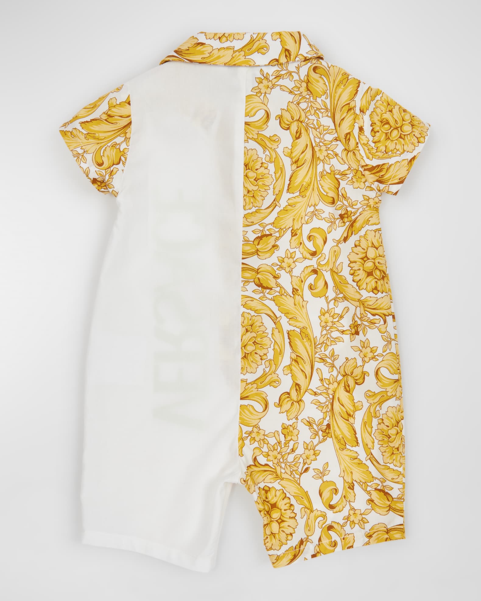 Versace Boy's Barocco Logo Collared Playsuit, Size 3-18M | Neiman Marcus