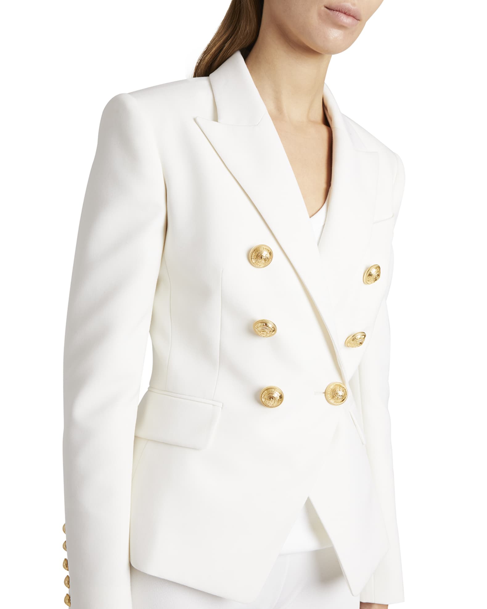 Balmain Tailored Double-Breasted Wool Jacket | Neiman Marcus
