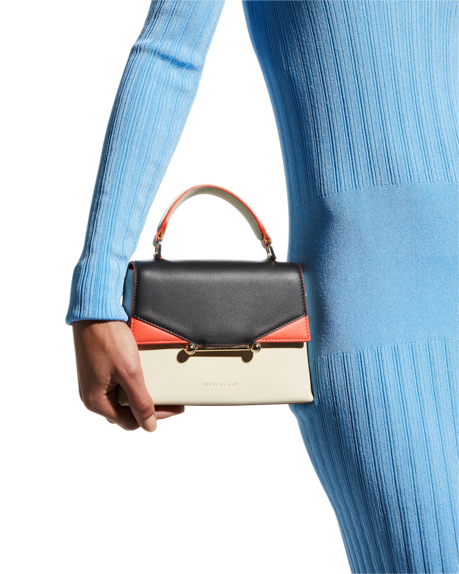 STRATHBERRY Trinity Mini Tricolor Leather Top-Handle Bag | Neiman Marcus