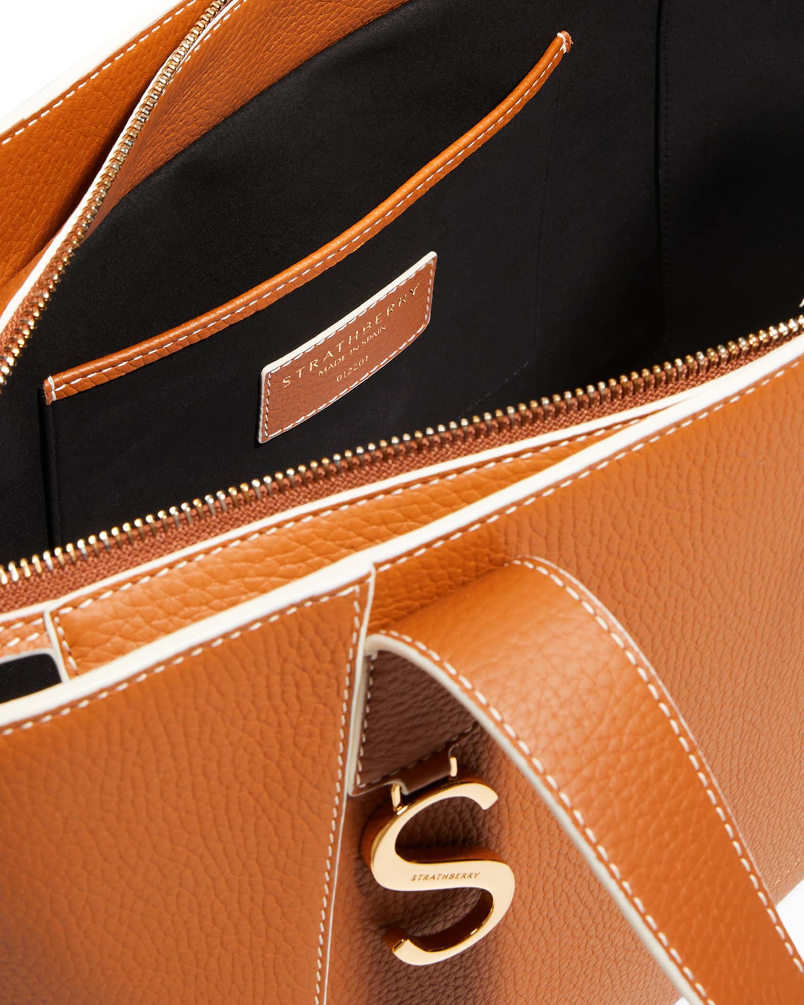 STRATHBERRY Cabas Zip Grain Leather Tote Bag | Neiman Marcus