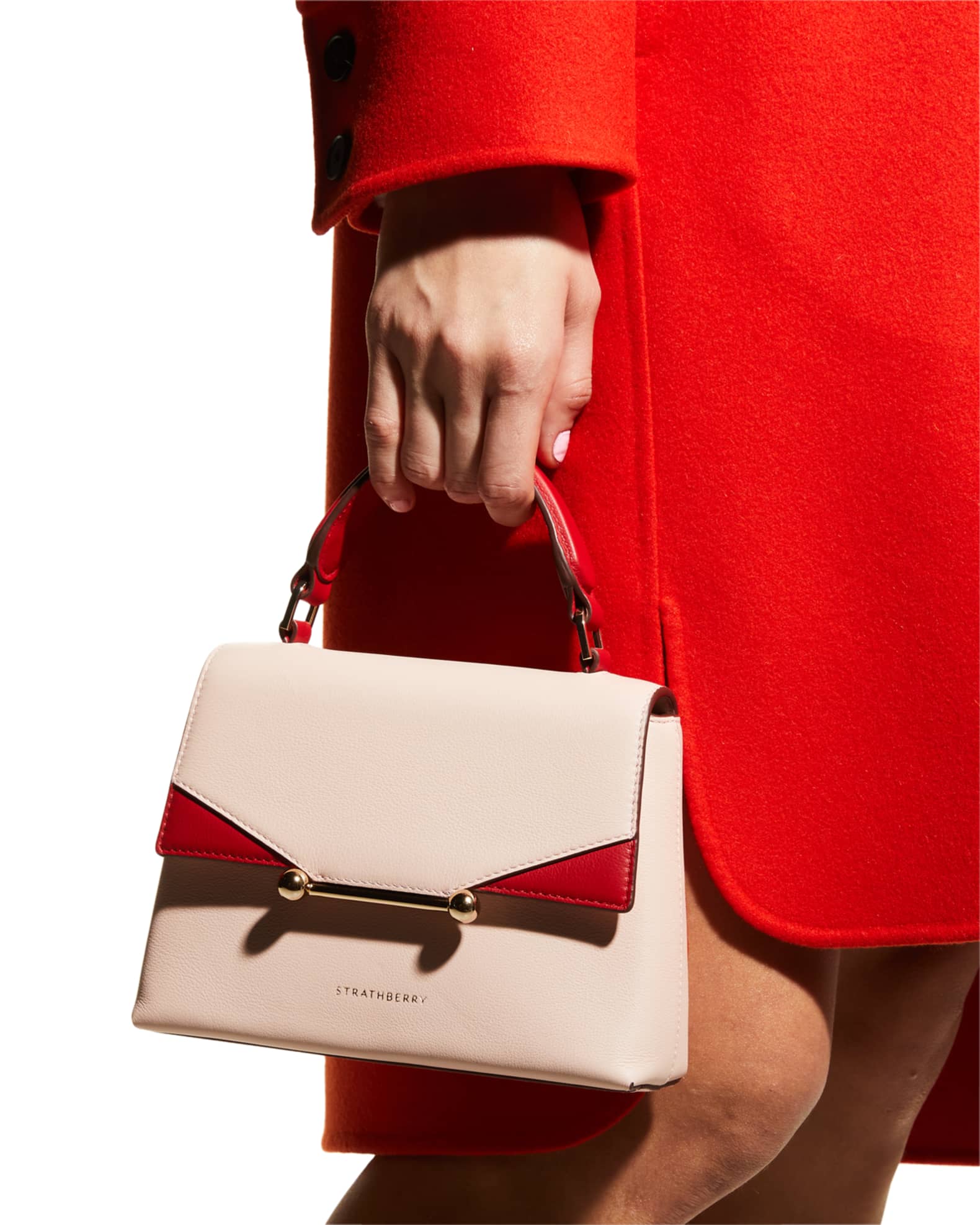 STRATHBERRY Trinity Mini Bicolor Leather Top-Handle Bag | Neiman Marcus