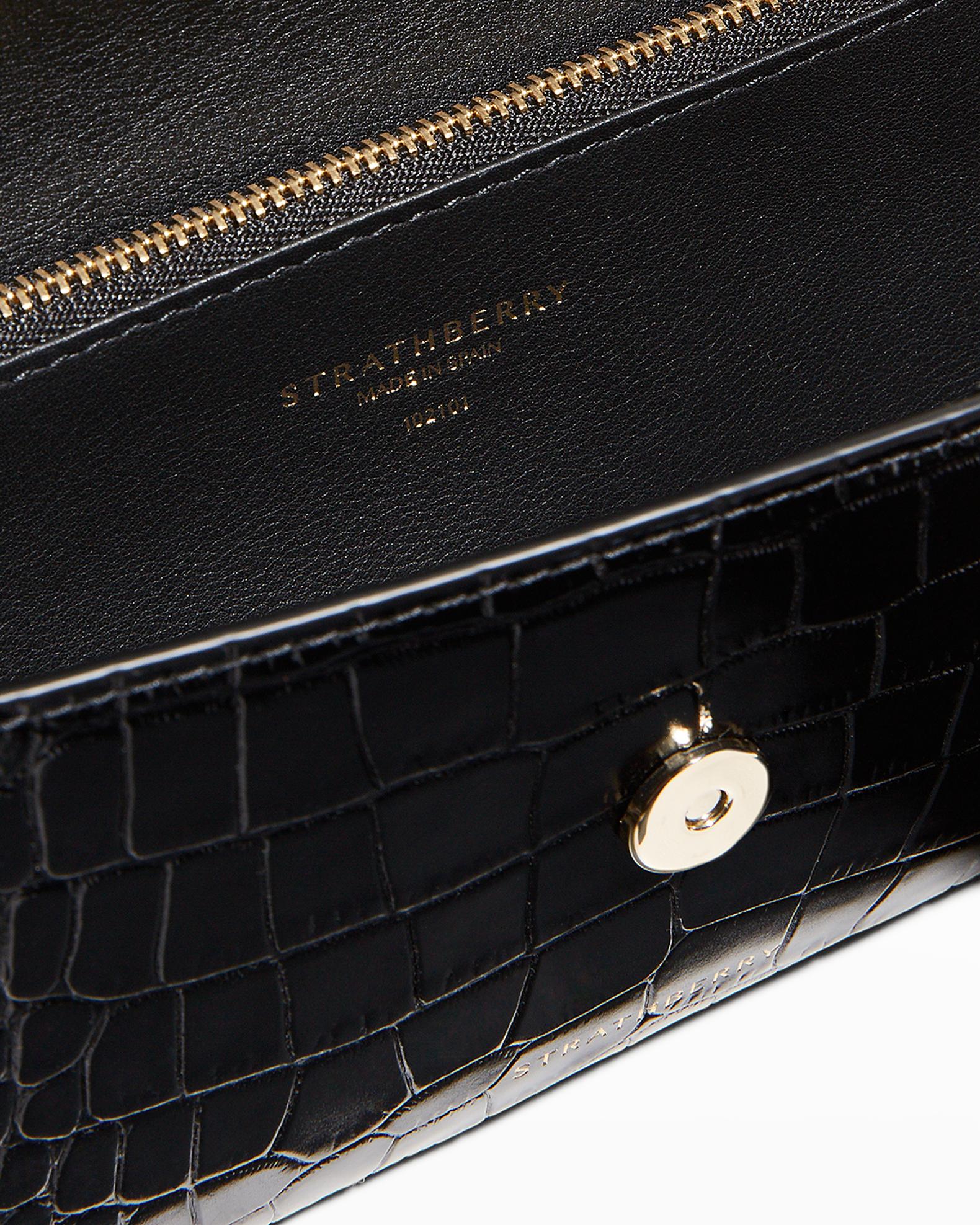 STRATHBERRY Multrees Cro-Embossed Flap Wallet on Chain | Neiman Marcus